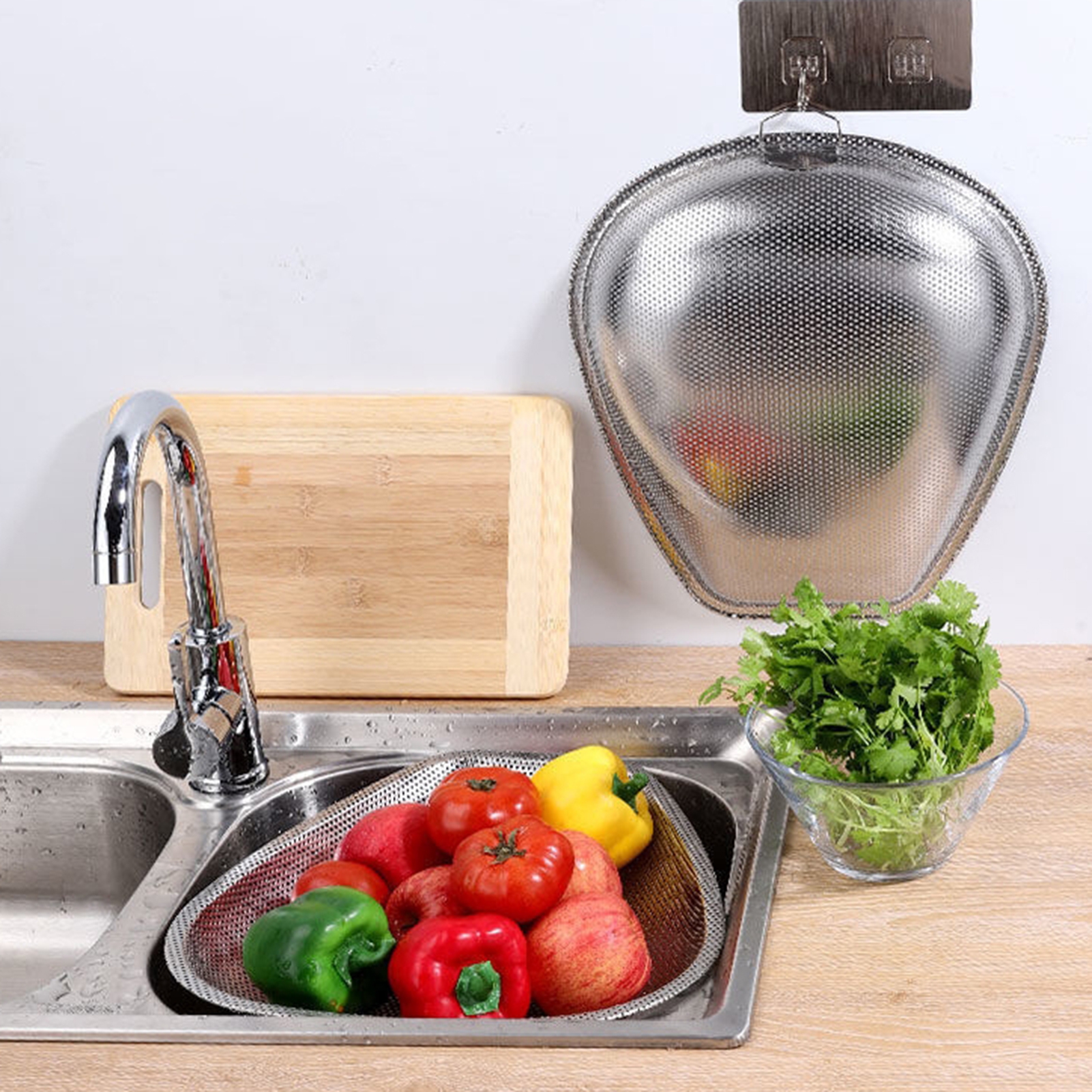 BigTiny Vegetable Drain Colander Fine Mesh Hole Hanging Dustpan Shape ...