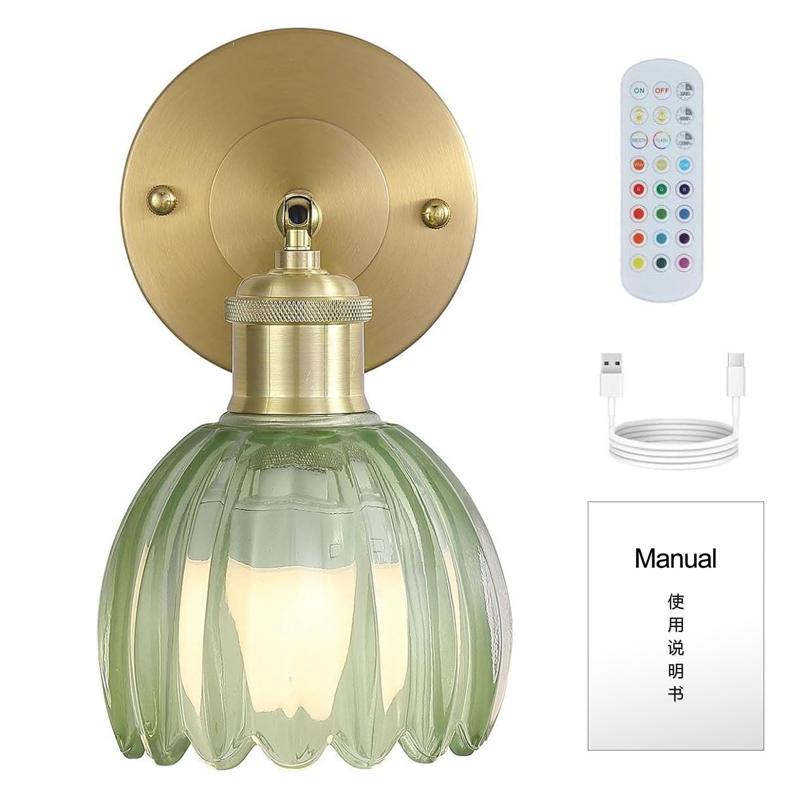 BigTiny Wireless Wall Lamp with Remote Control 3 Color Temperatures 12 ...