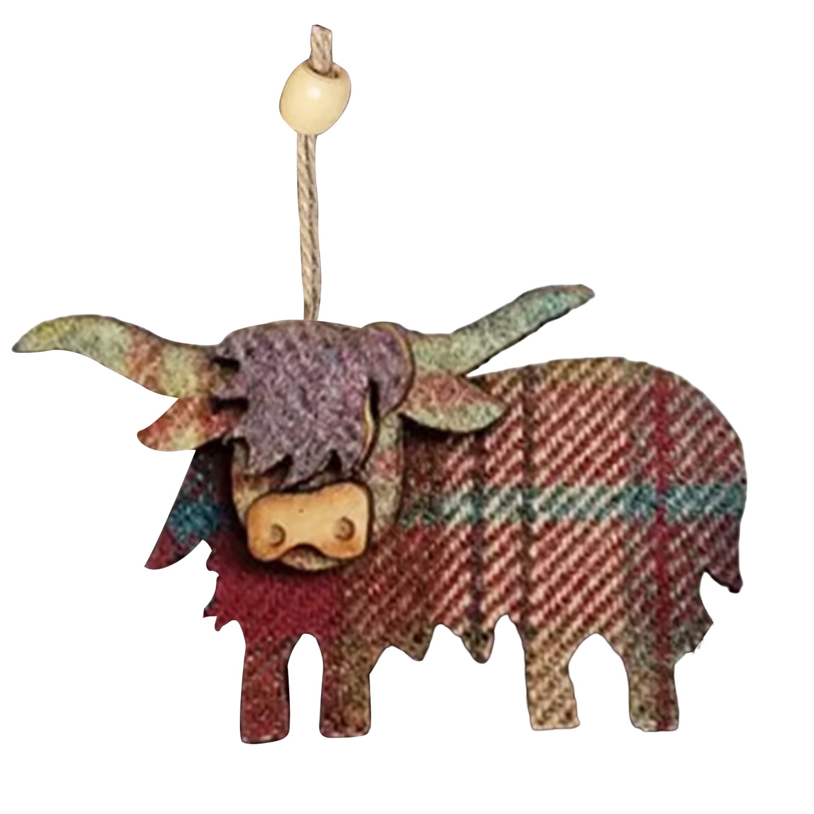 BigTiny Wooden Highland Cow Ornament Rustic Highland Cow Hanging Decor ...