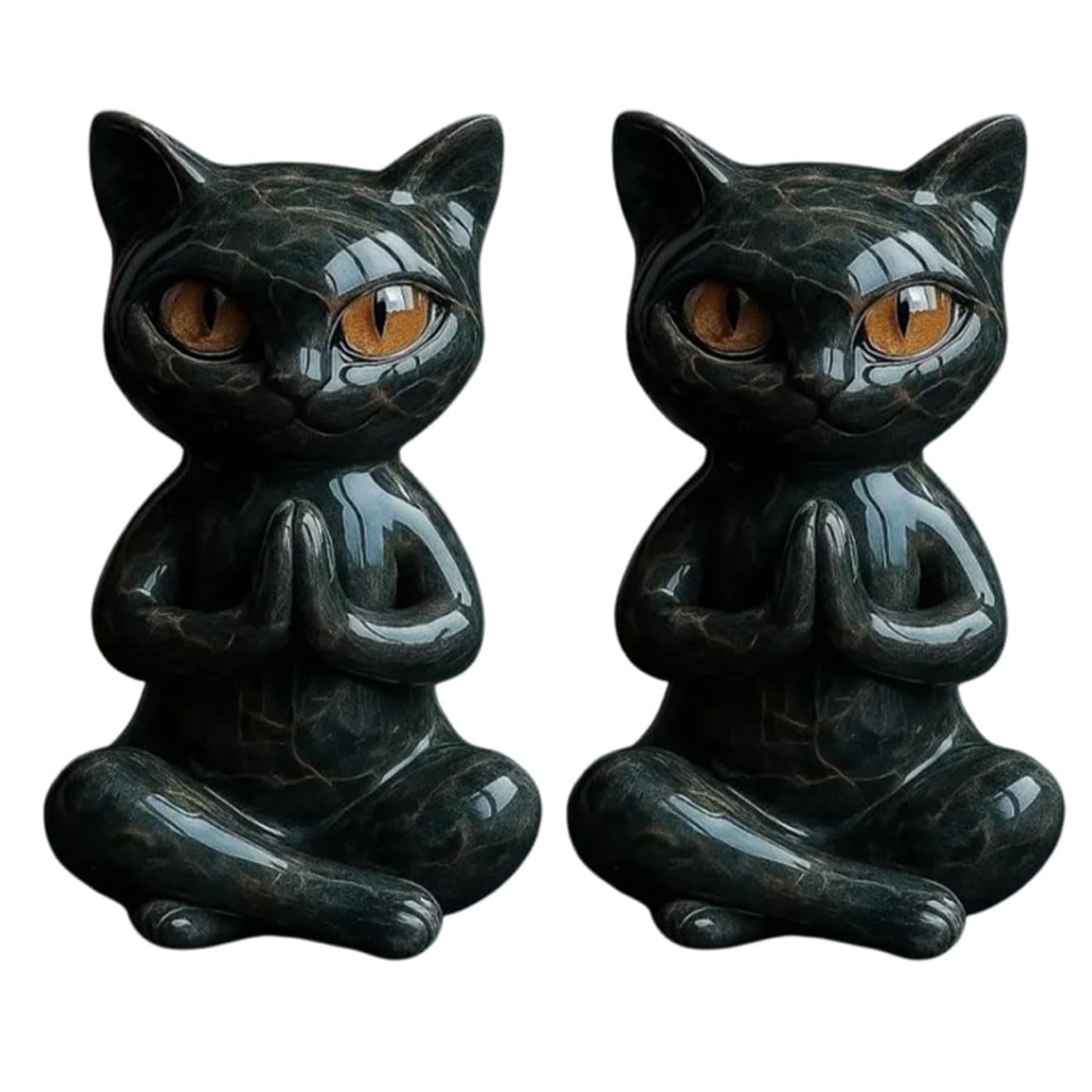 BigTiny Yoga Cat Figure Statue 3.3" Resin Cat Statues for Home Decor ...