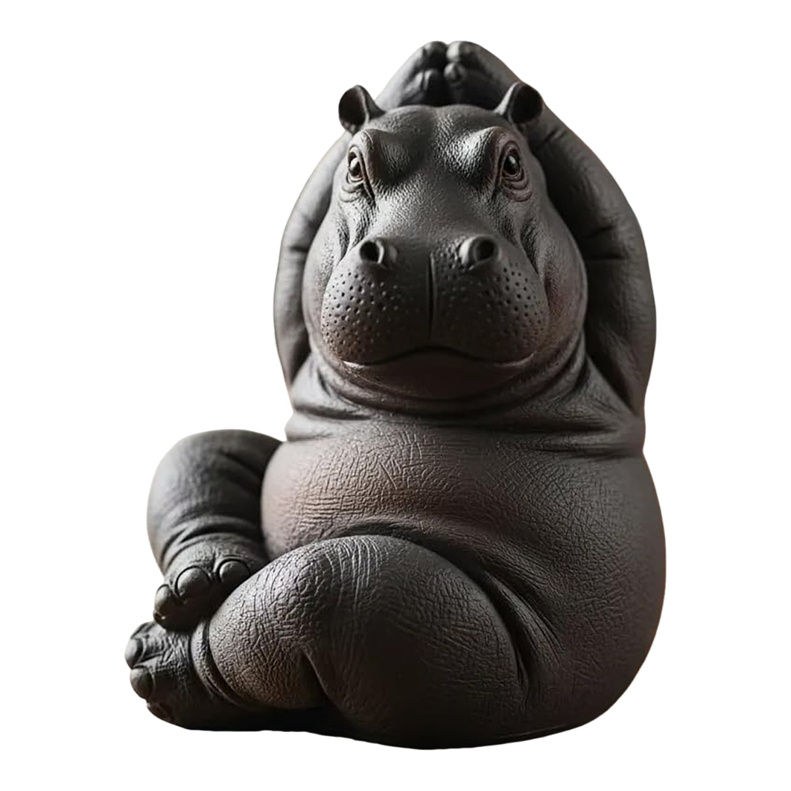 BigTiny Yoga Master Hippo Figurine Handcrafted Clumsy Yoga Hippopotamus ...