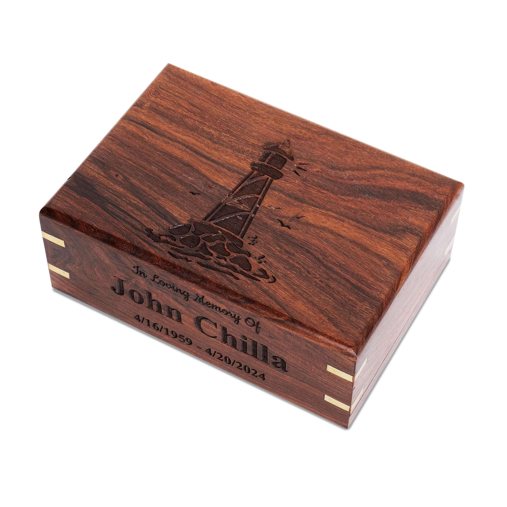 BigWoodWorks Personalized Guiding Lighthouse Cremation Urn Storage Box ...