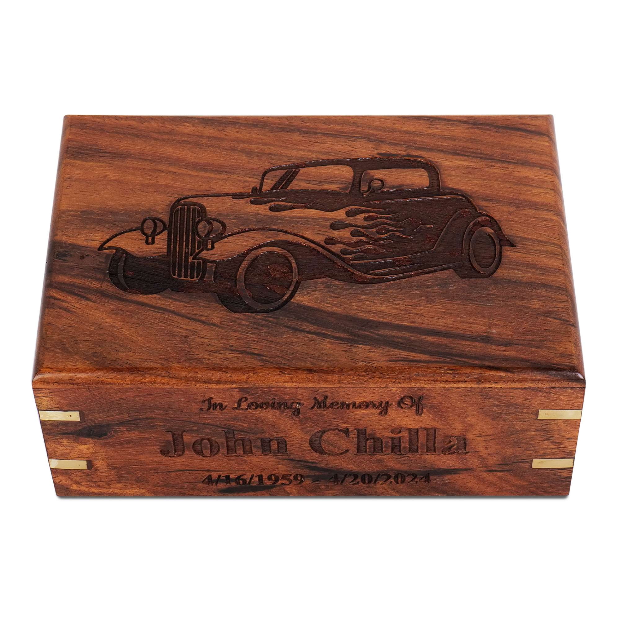 BigWoodWorks Personalized Wooden Car Cremation Urn Storage Box for ...
