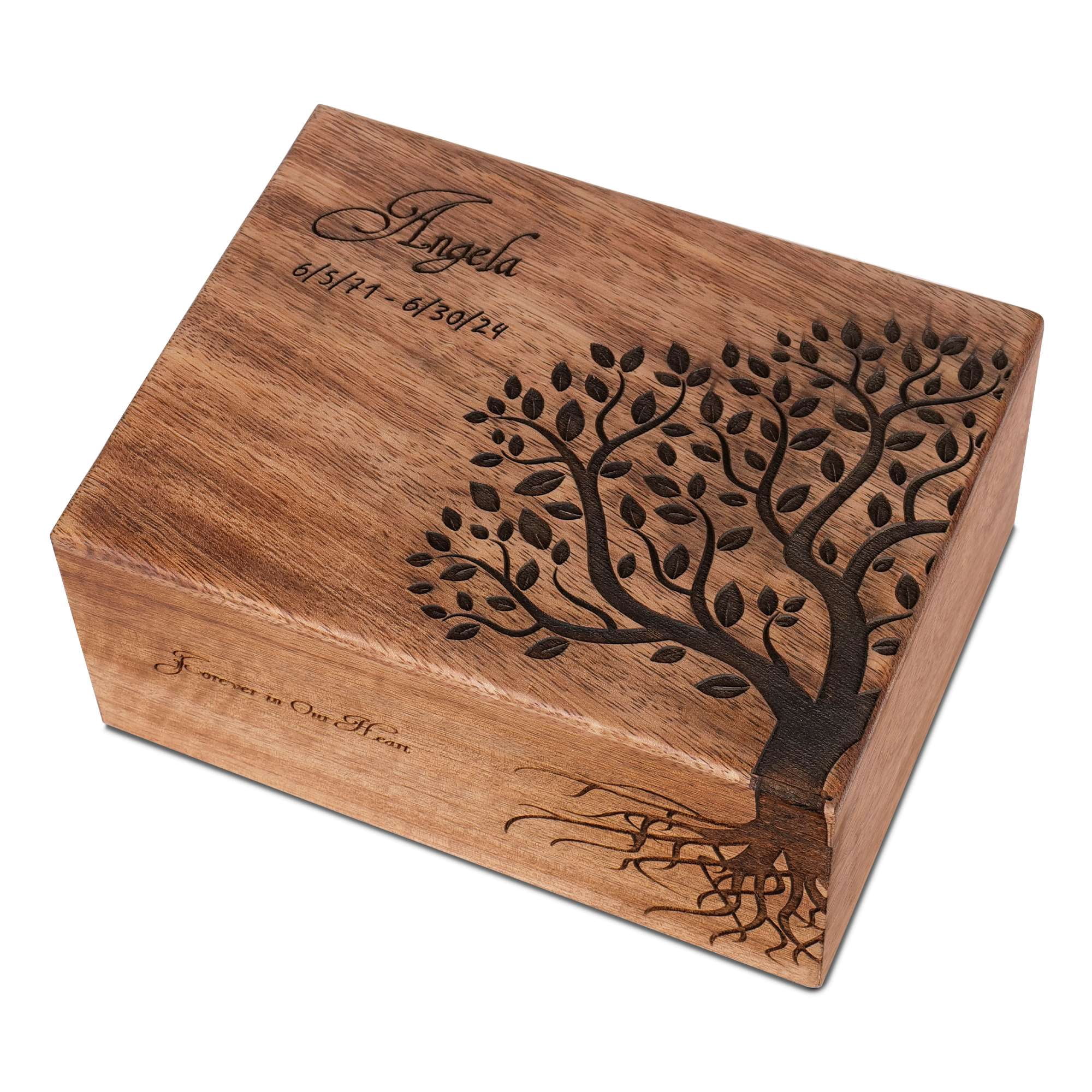BigWoodWorks Personalized Wooden Cremation Urn Box with Tree of Life ...