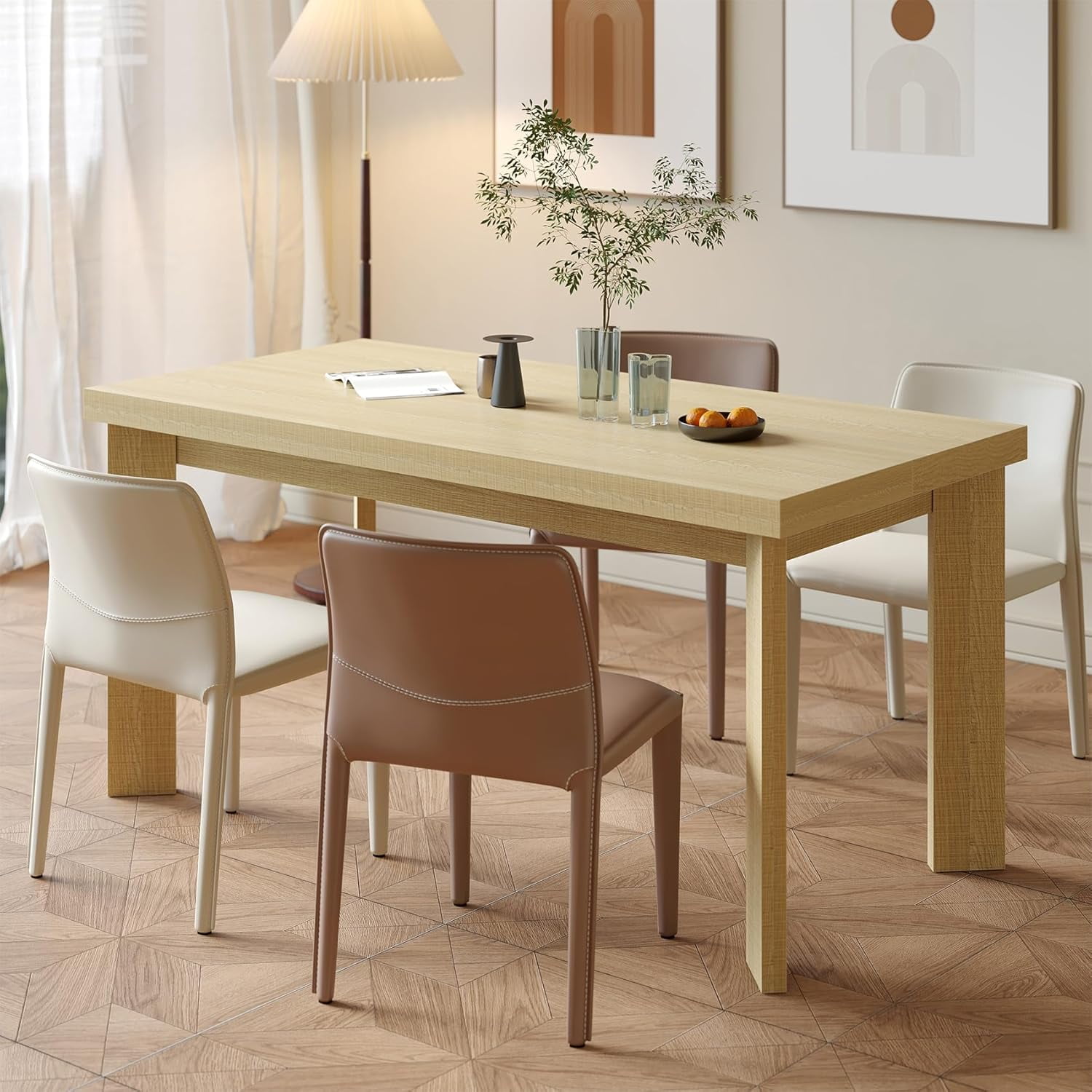 Bigbiglife 63 Inch Dining Table for 6, Indoor Outdoor Dining Table with ...