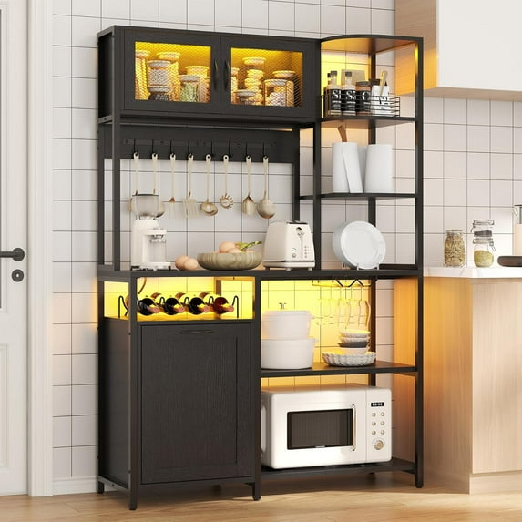 Bigbiglife Bakers Rack with Power Outlet and LED Light, 42.5 inch ...