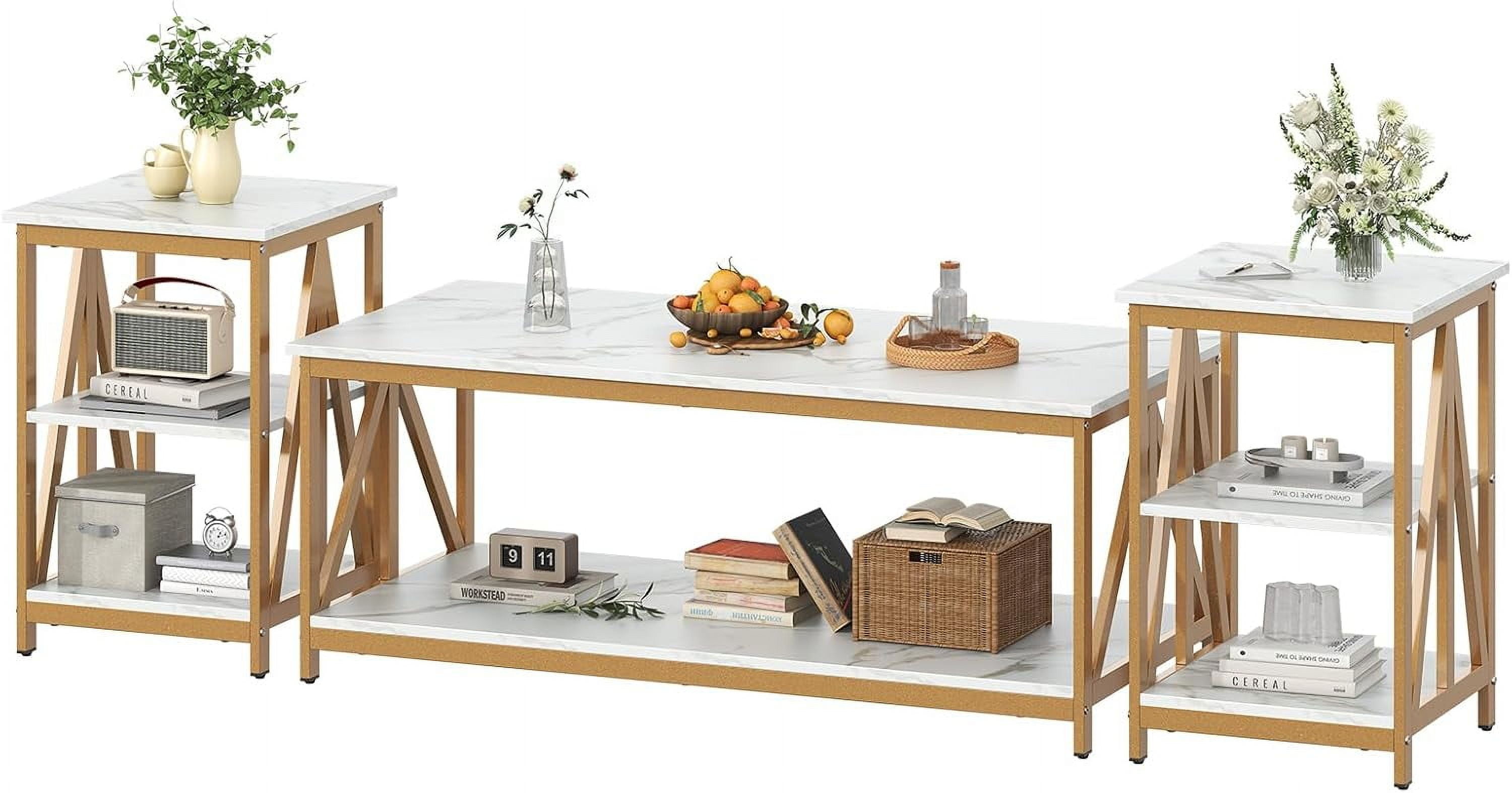 Bigbiglife Living Room Coffee Table Set of 3, Industrial Triangular ...