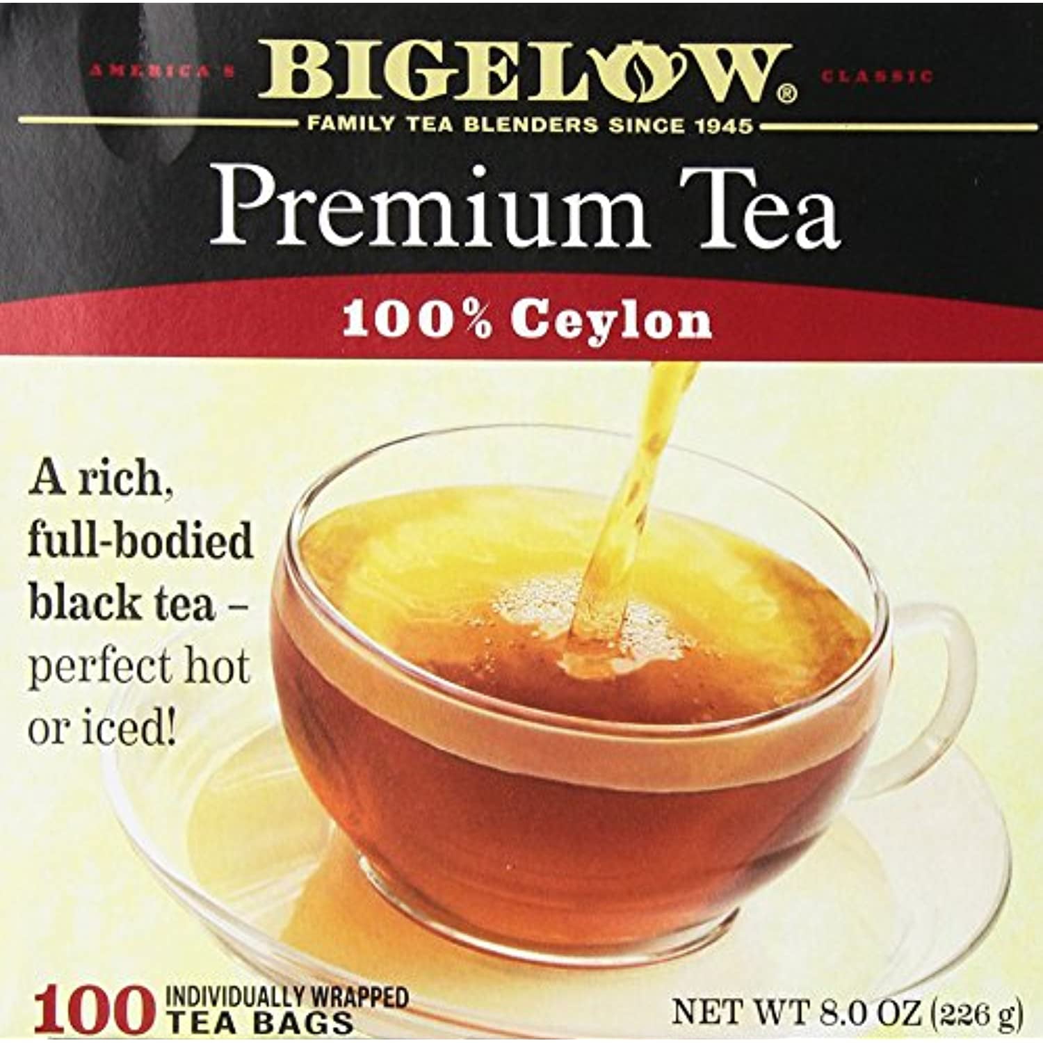 Bigelow Premium Blend Black Tea, 100 Count, Full Caffeine, Individually ...