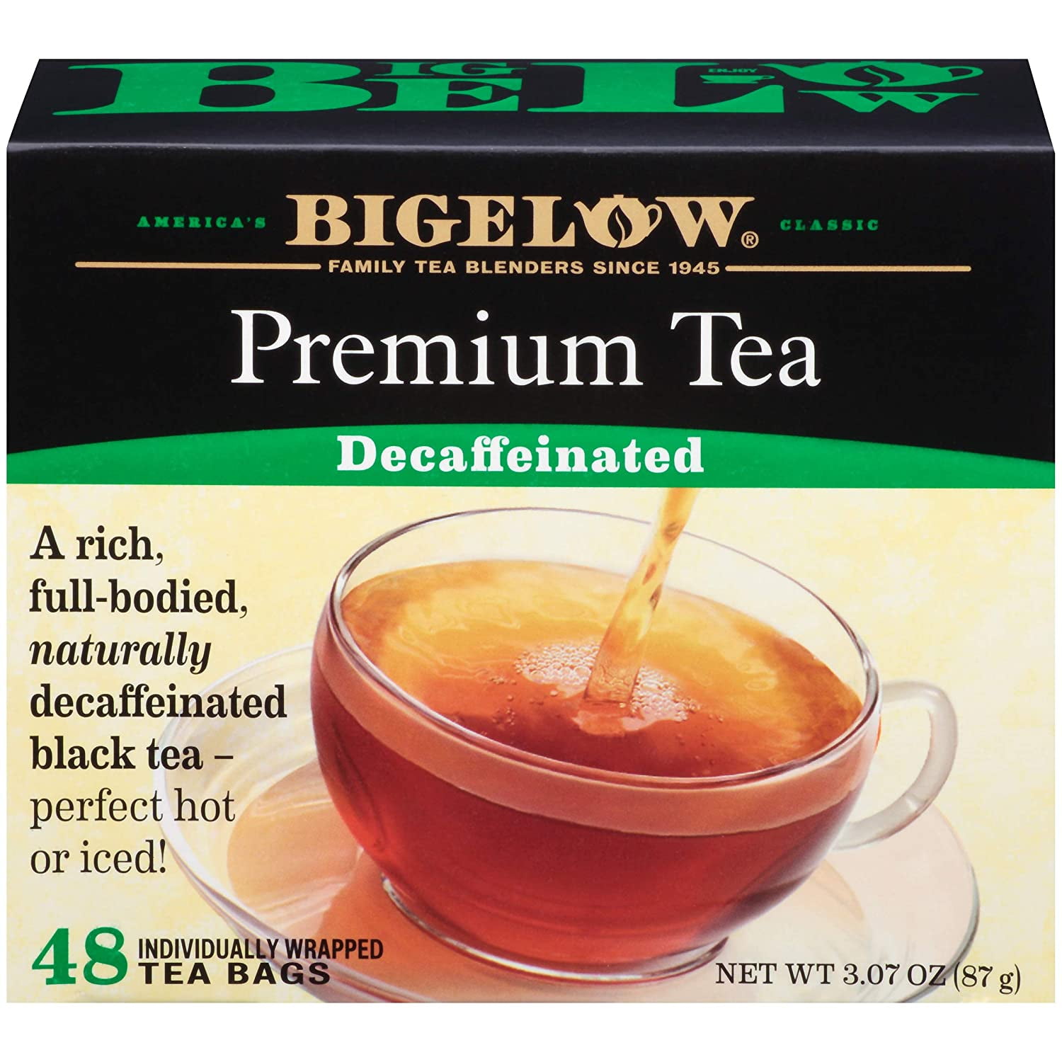 Bigelow Tea Decaffeinated Black Tea, 48 Count, Individually Wrapped Tea ...