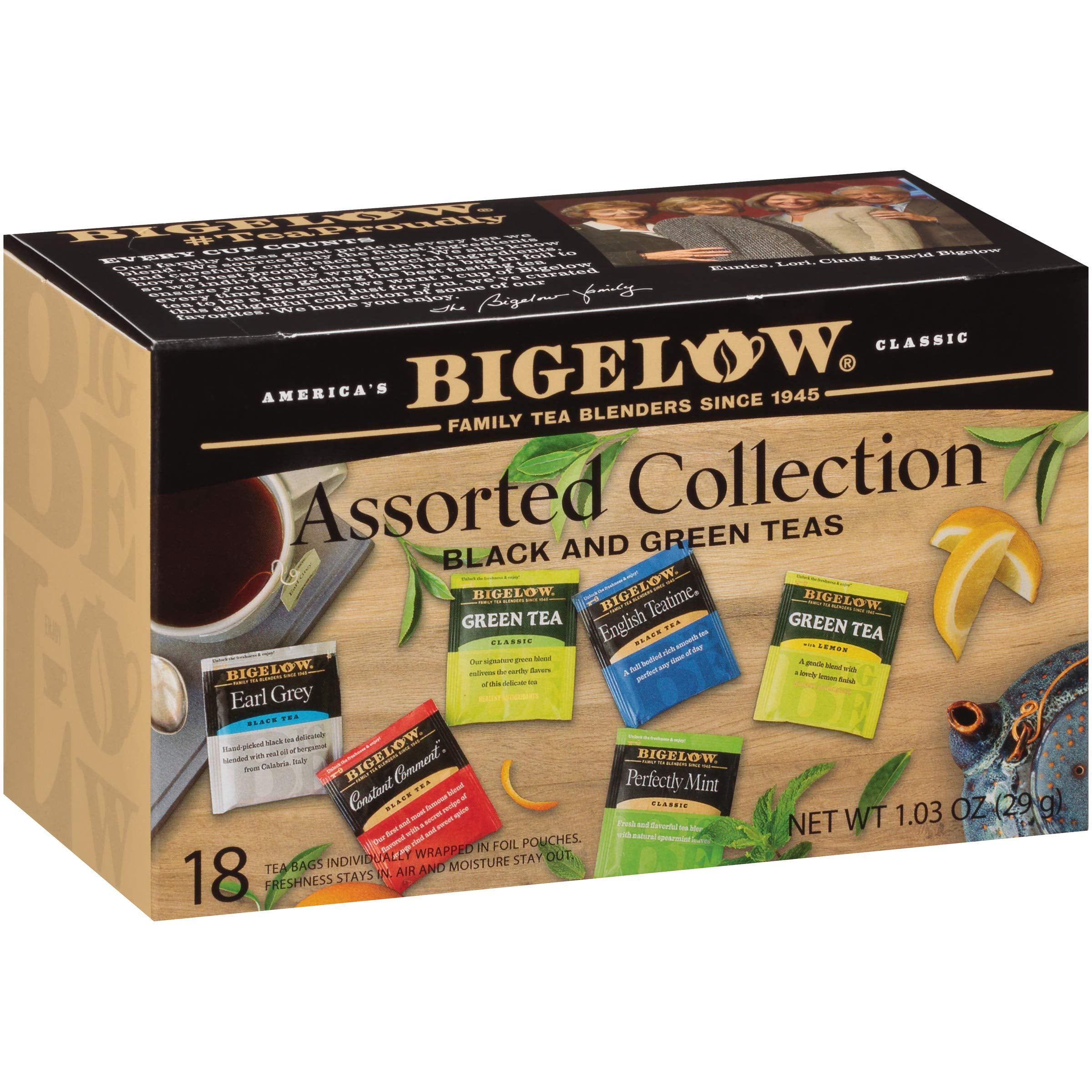 Bigelow Assorted Black and Green Teas Variety Pack, Caffeinated, 18 ...