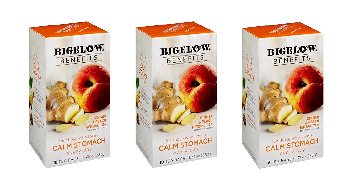 Bigelow Benefits Ginger & Peach Herbal Tea, Radiate Beauty, Everyday ...