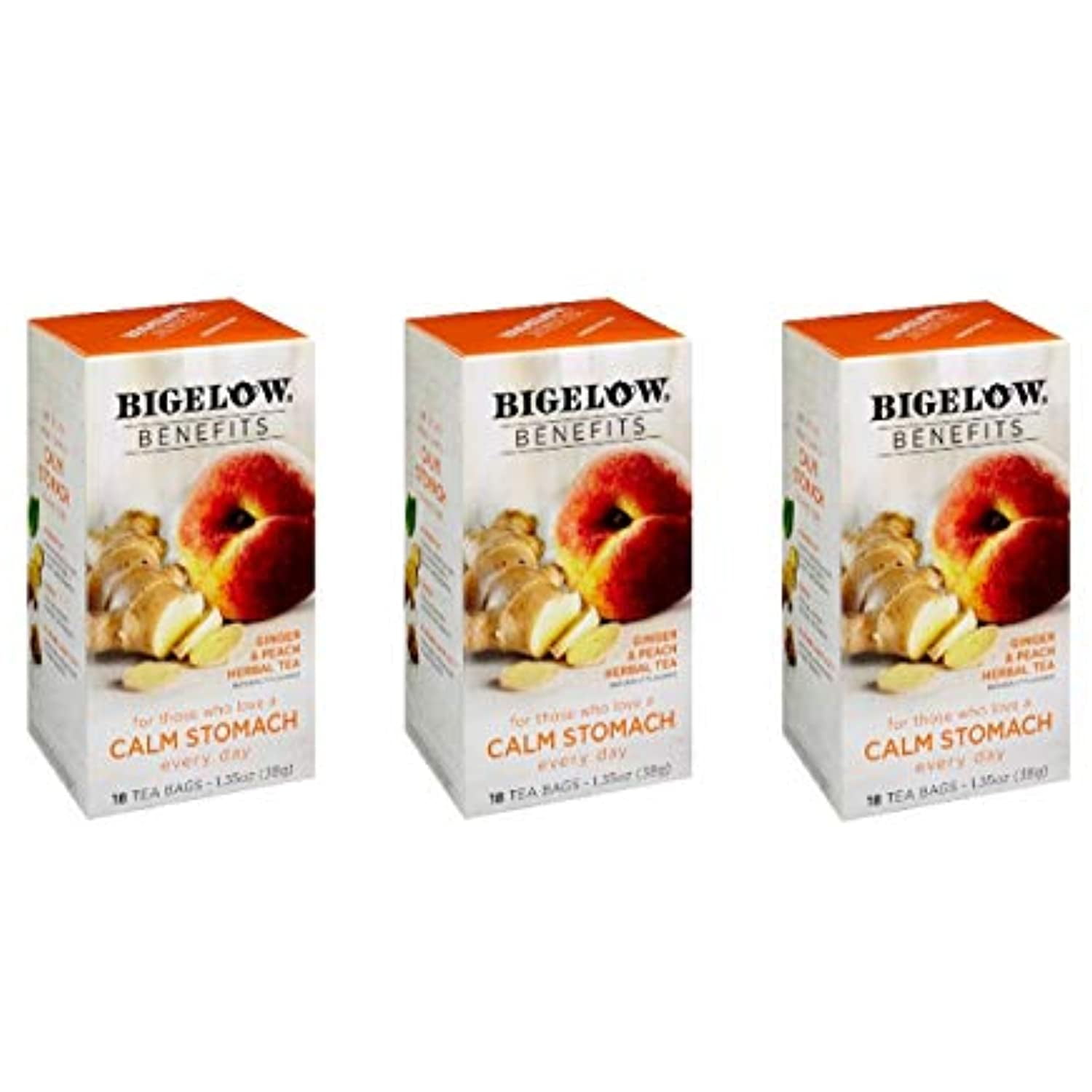 Bigelow Benefits Ginger & Peach Herbal Tea , Pack Of 3 - Walmart.com