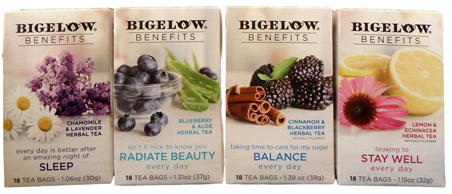 Bigelow Benefits Super Every Day Tea Bundle - 4 Boxes of Herbal Tea ...
