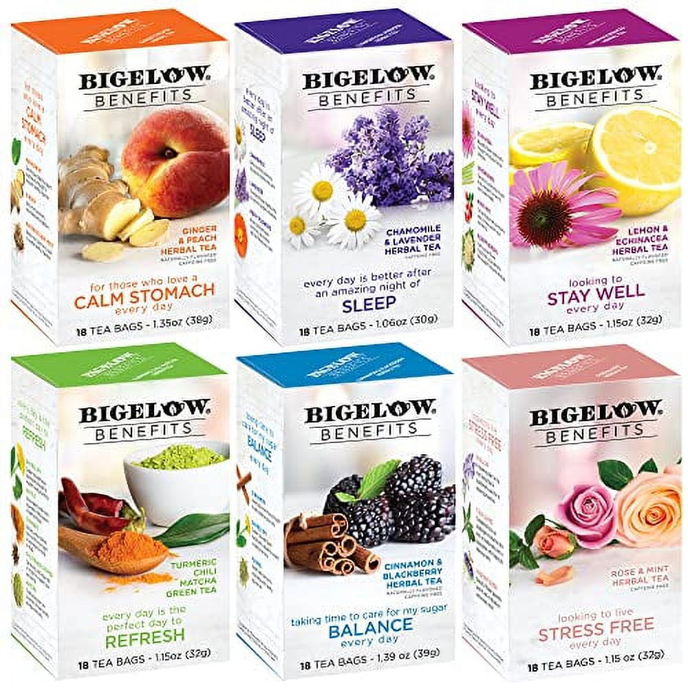 Bigelow Benefits Wellness Teas Variety Pack, Mixed Caffeinated Green ...