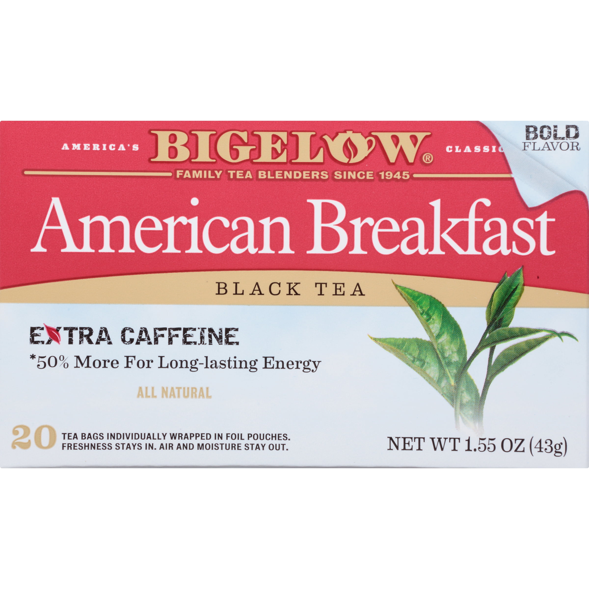 Bigelow Black Tea, American Breakfast, Tea Bags, 20 Count - Walmart.com