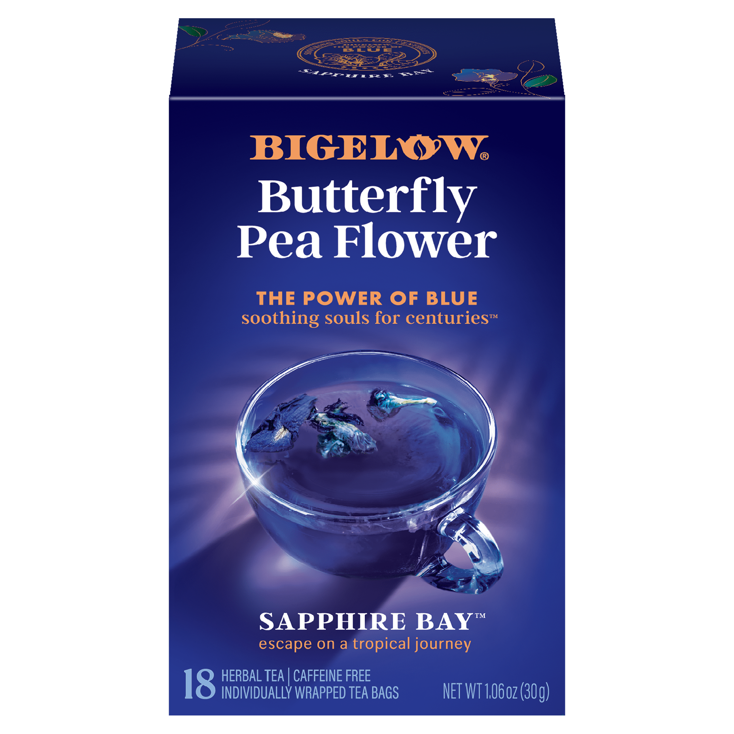 Bigelow Butterfly Pea Flower Sapphire Bay, Herbal Tea, Tea Bags, 18 ...