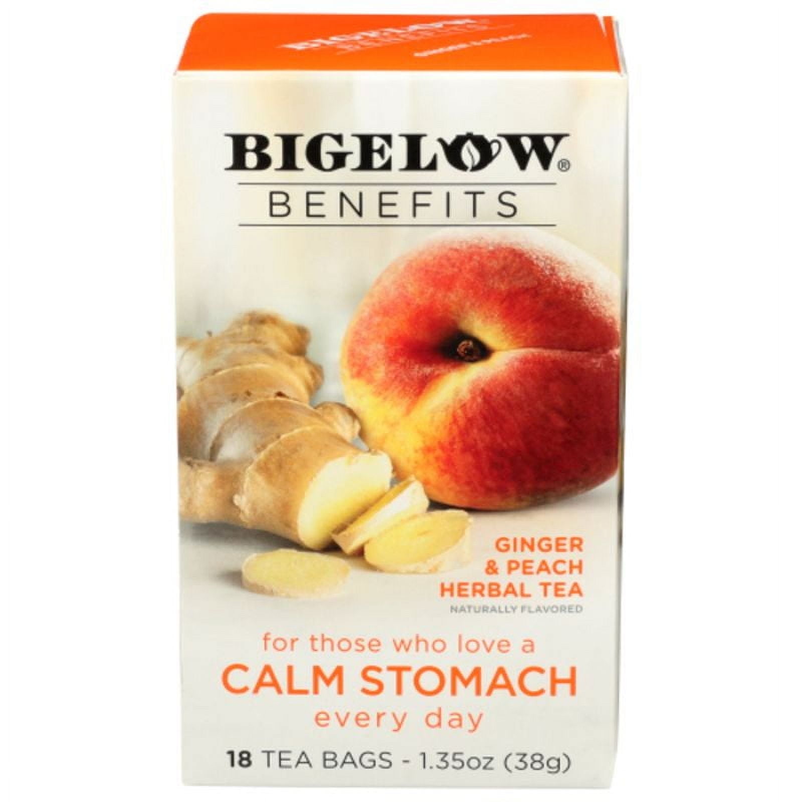 Bigelow Calm Stomach Ginger & Peach Tea 18 ct Pack of 3 - Walmart.com