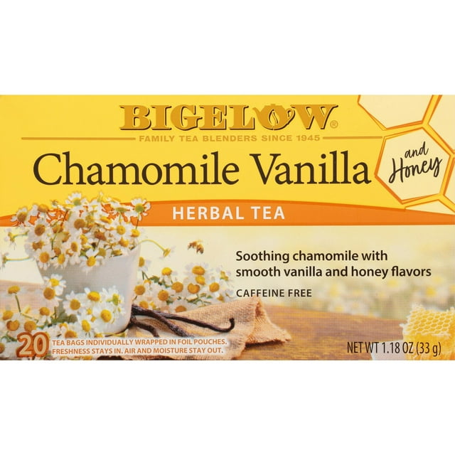 Bigelow Chamomile Vanilla and Honey, Caffeine Free, Herbal Tea Bags, 20 ...