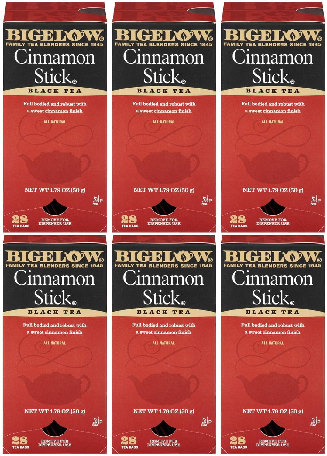 Bigelow Cinnamon Stick Black Tea Bags 28-Count Boxes (Pack of 6 ...