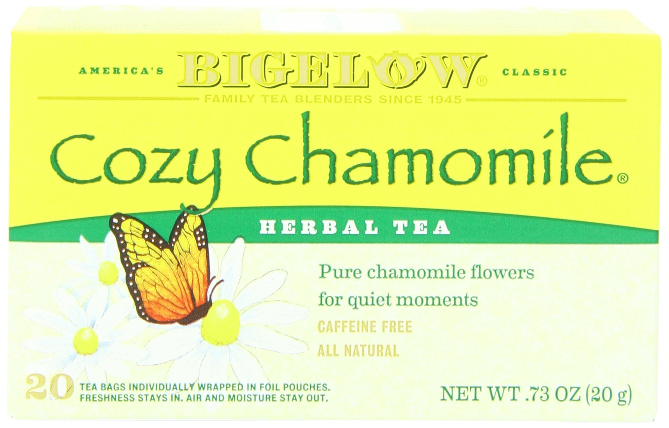 Bigelow Cozy Chamomile Decaf Herbal Tea Bags, All-Natural, Gluten-Free ...