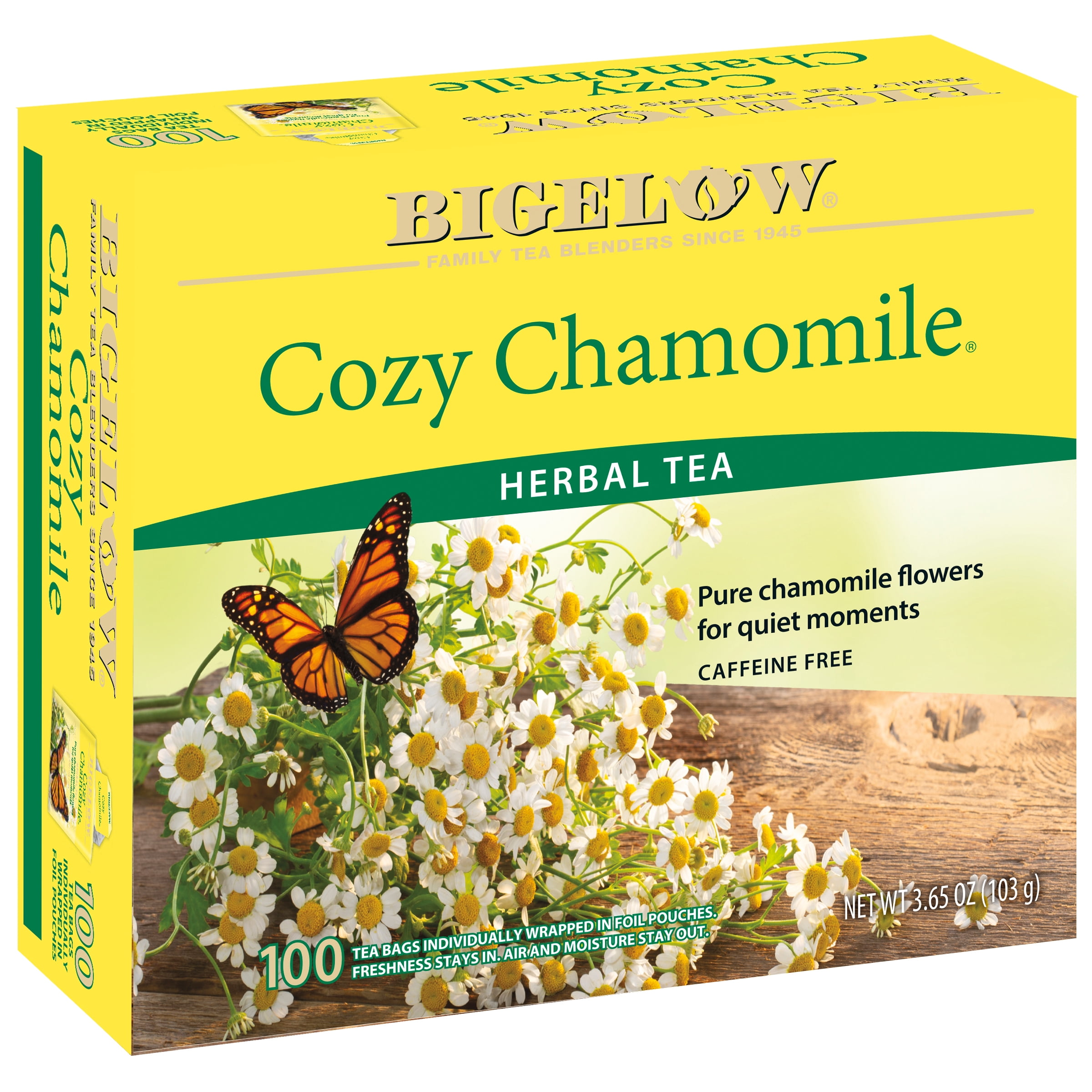 Bigelow Cozy Chamomile Tea Bags, 1.5 Oz Box of 100 - Walmart.com