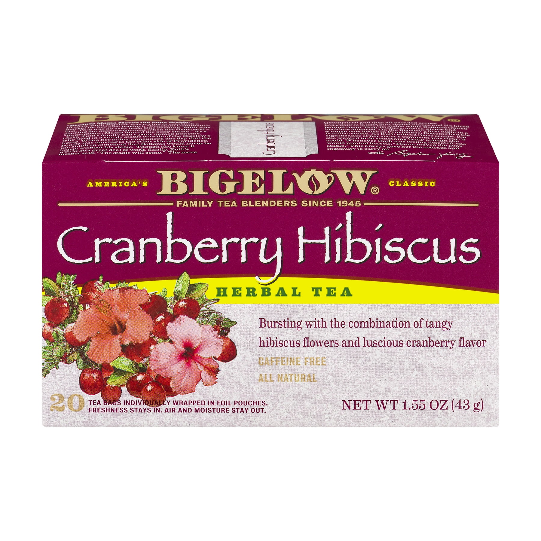 Bigelow® Cranberry Hibiscus Herbal Tea Bags 1.55 oz. Box - Walmart.com