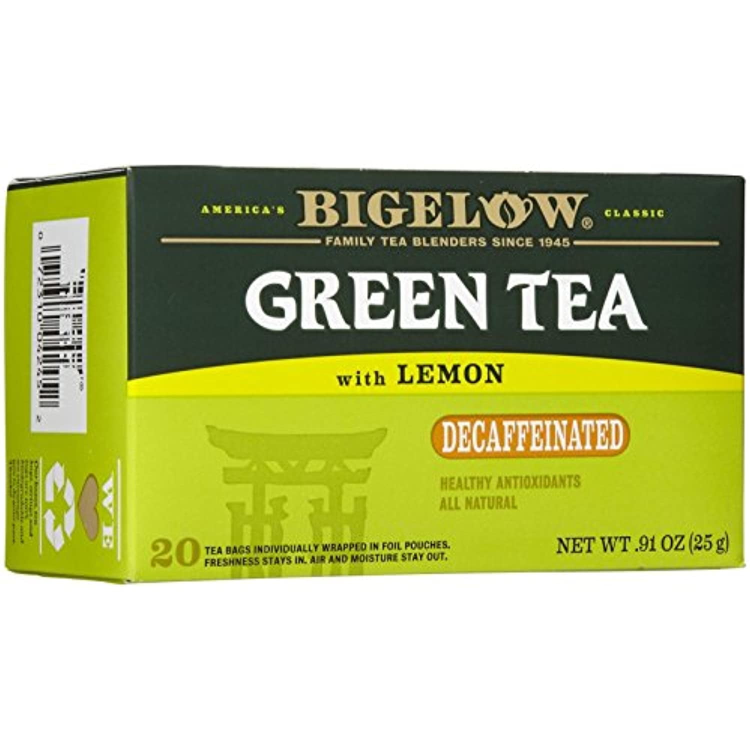 Bigelow Tea, Decaf Green Tea with Lemon, 20 Tea Bags, Antioxidant-Rich ...