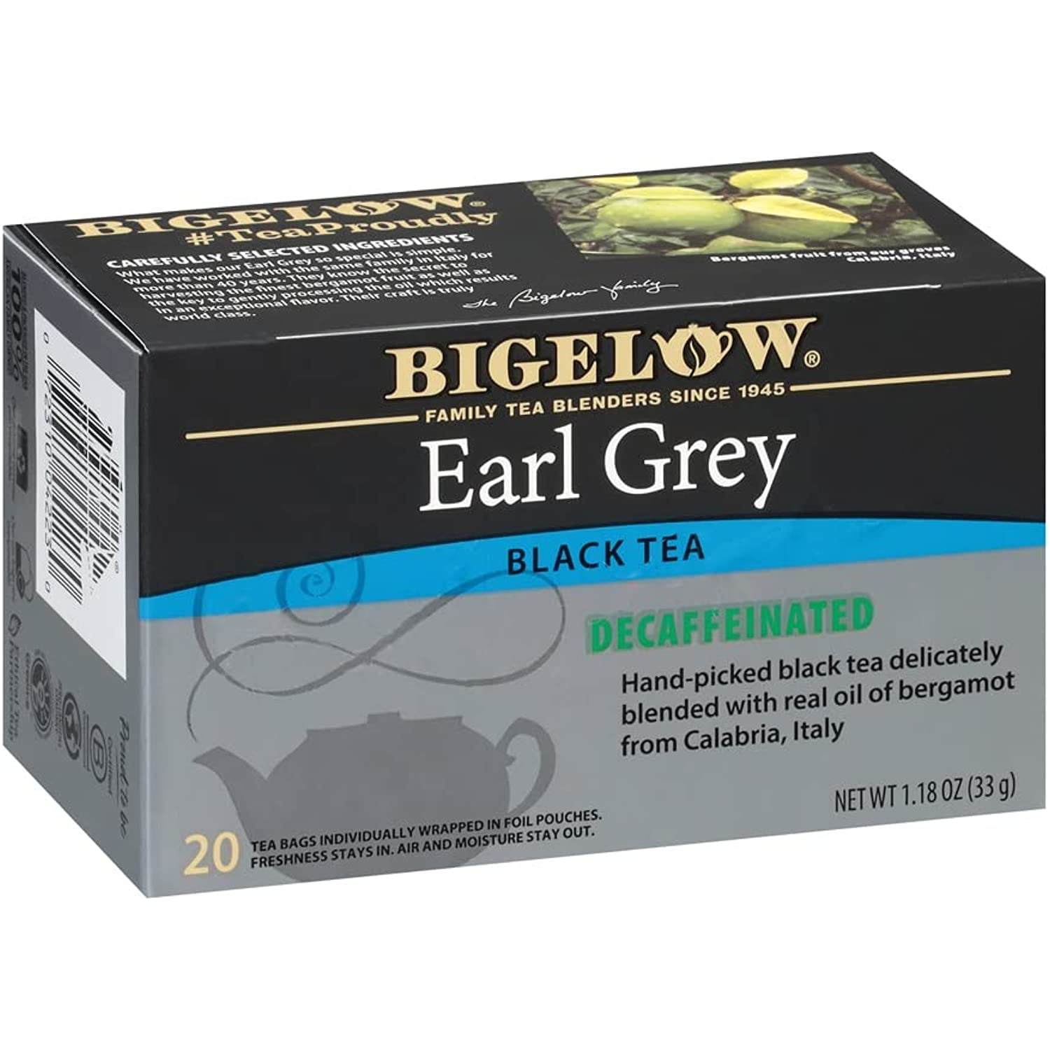 Bigelow Decaffeinated Earl Grey Black Tea, 20 Count (Pack Of 6), 120 ...