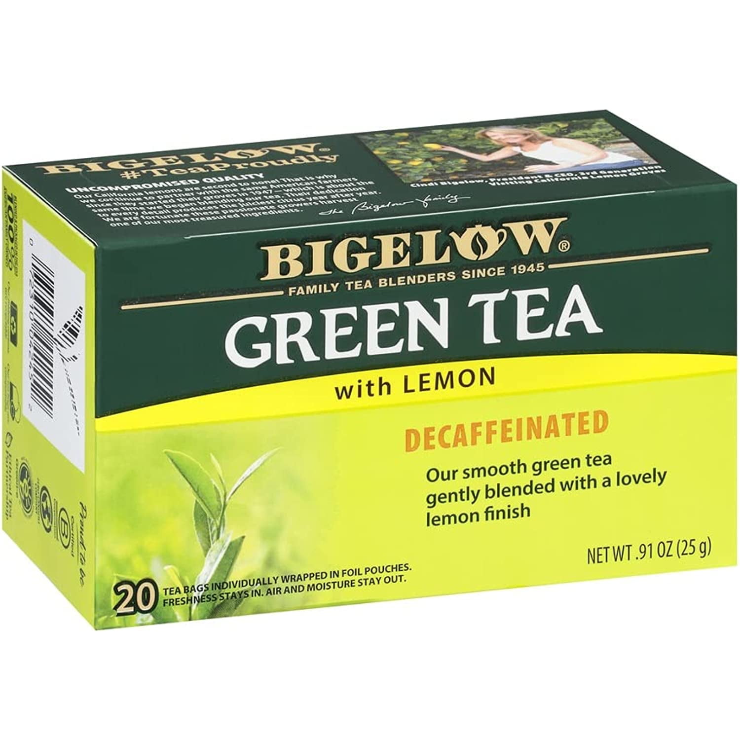 Bigelow Decaffeinated Green Tea With Lemon, 20 Count (Pack Of 6), 120 ...