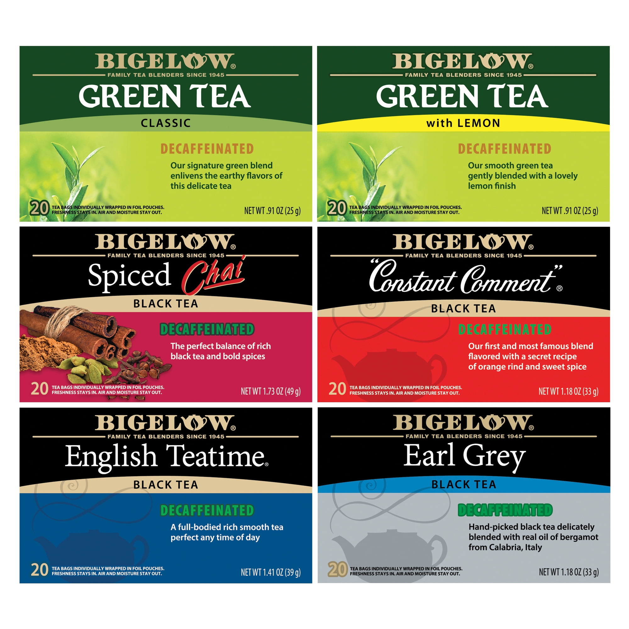 Bigelow Hot Flavored Mixed Decaf English Tea Variety Pack, 120 Tea Bags ...