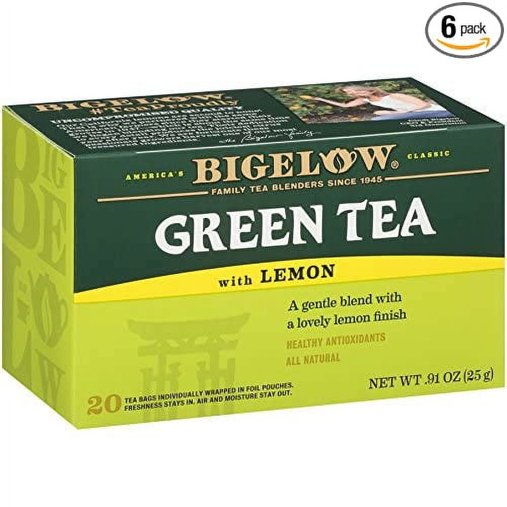 Bigelow Green Tea with Lemon, 120 Caffeinated Tea Bags, 20-Count Boxes ...