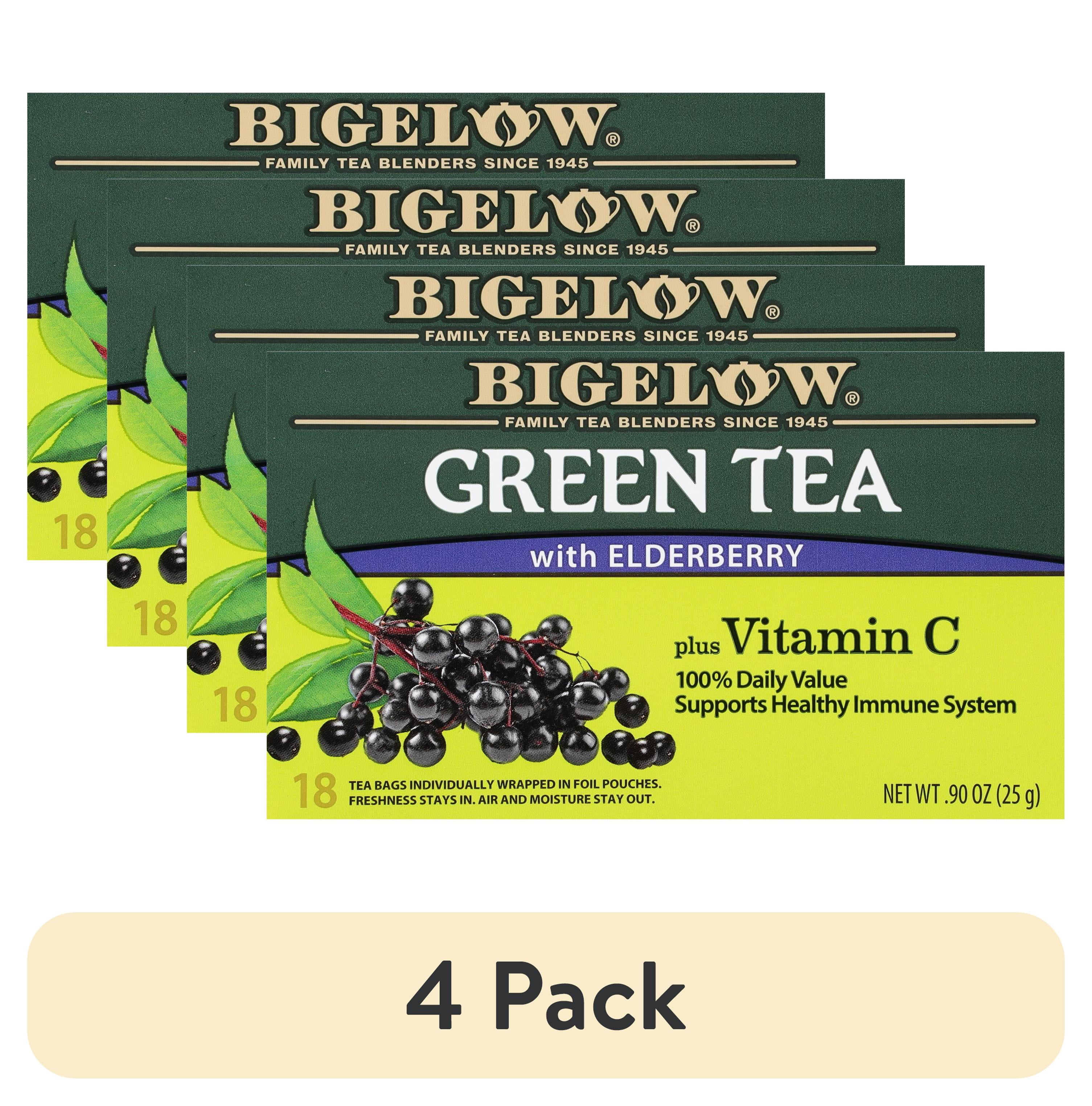 (4 pack) Bigelow Green Tea with Elderberry, Plus Vitamin C, Tea Bags ...