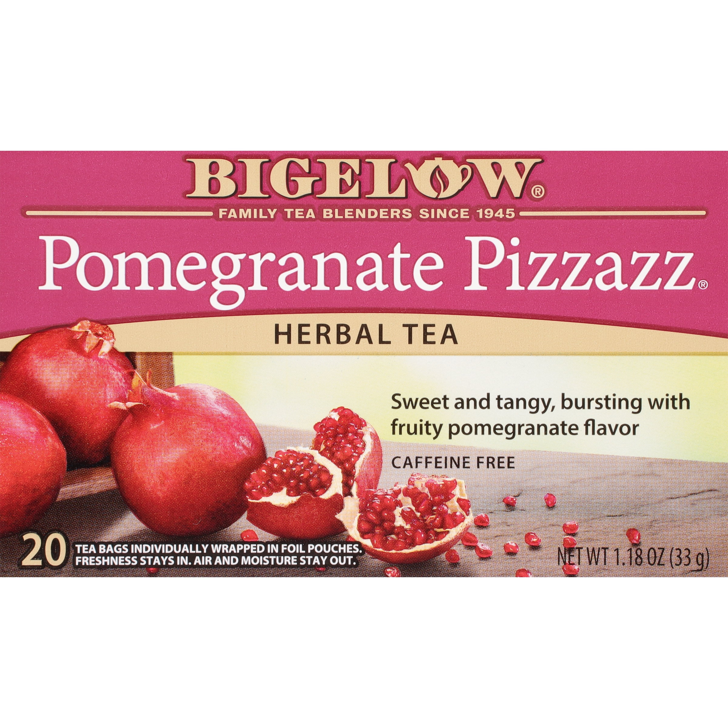 Bigelow Herbal Tea, Pomegranate Pizzazz, Tea Bags, 20 Ct - Walmart.com