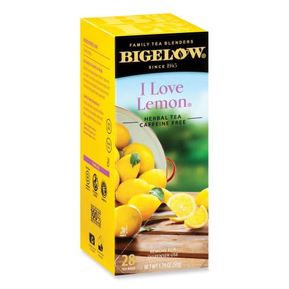 Bigelow Citrus I Love Lemon Herbal Tea, Caffeine-Free, 0.06 oz Tea Bag, 28/Box - Walmart.com