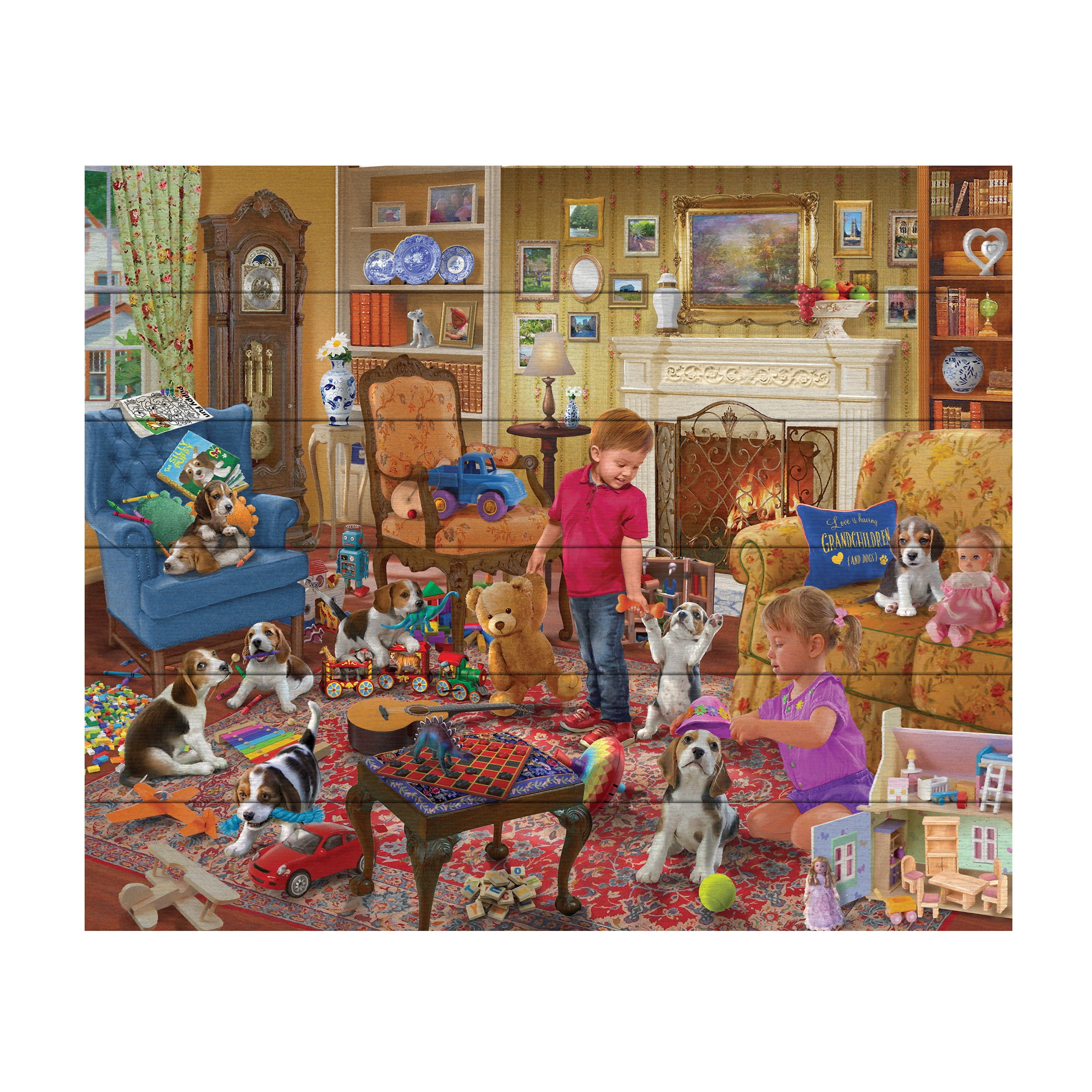 Bigelow Illustrations Fun with Puppies Slat Art 18x22 - Walmart.com