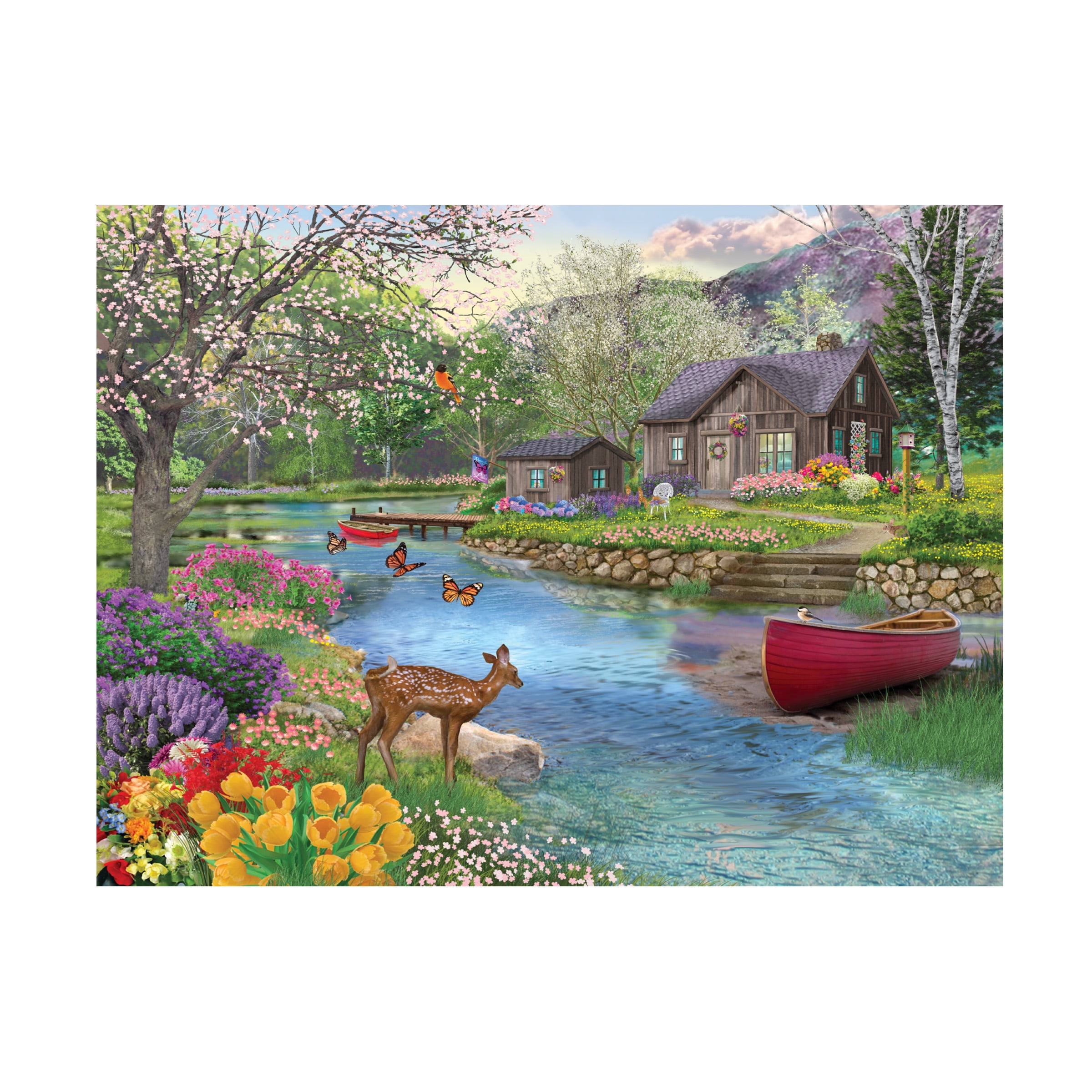 Bigelow Illustrations 'Spring Cabin' Canvas Art - Walmart.com