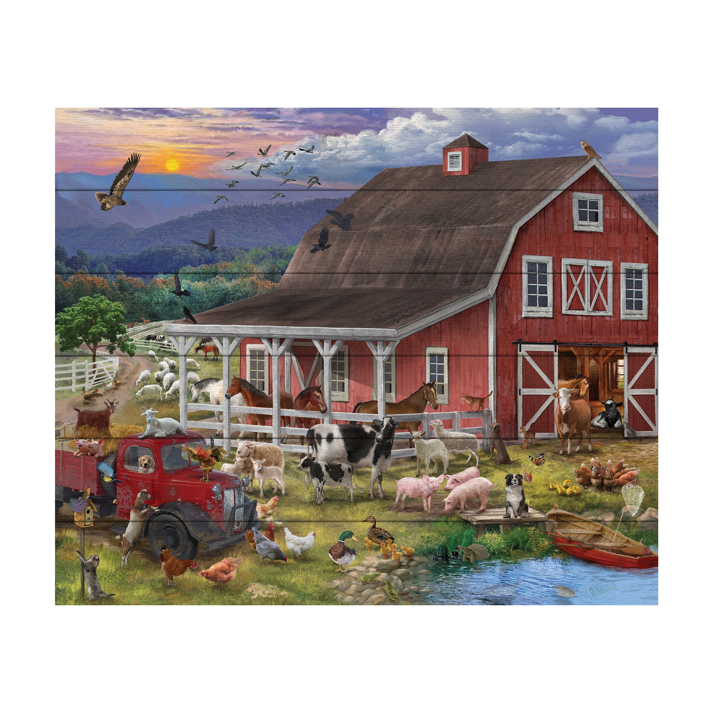 Bigelow Illustrations Rustic Farm Animal Wall Decor 18x22 - Walmart.com