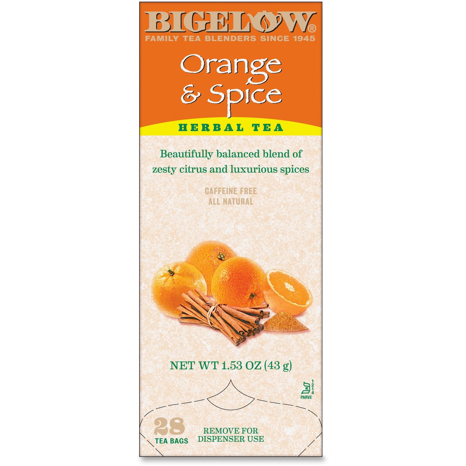 Bigelow Orange & Spice Herbal Tea Bags, 2.11 oz, 28 count - Walmart.com