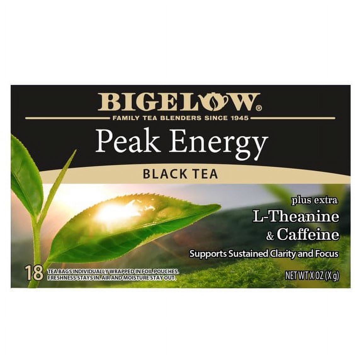 Bigelow Tea Black Energy Plus Extra L-Theanine Caffeine Black Tea Bags ...
