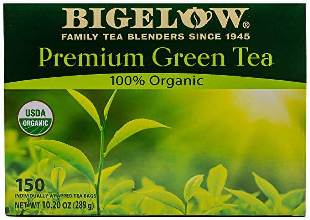Bigelow Premium Organic Green Tea, 150-Count Individually Wrapped ...
