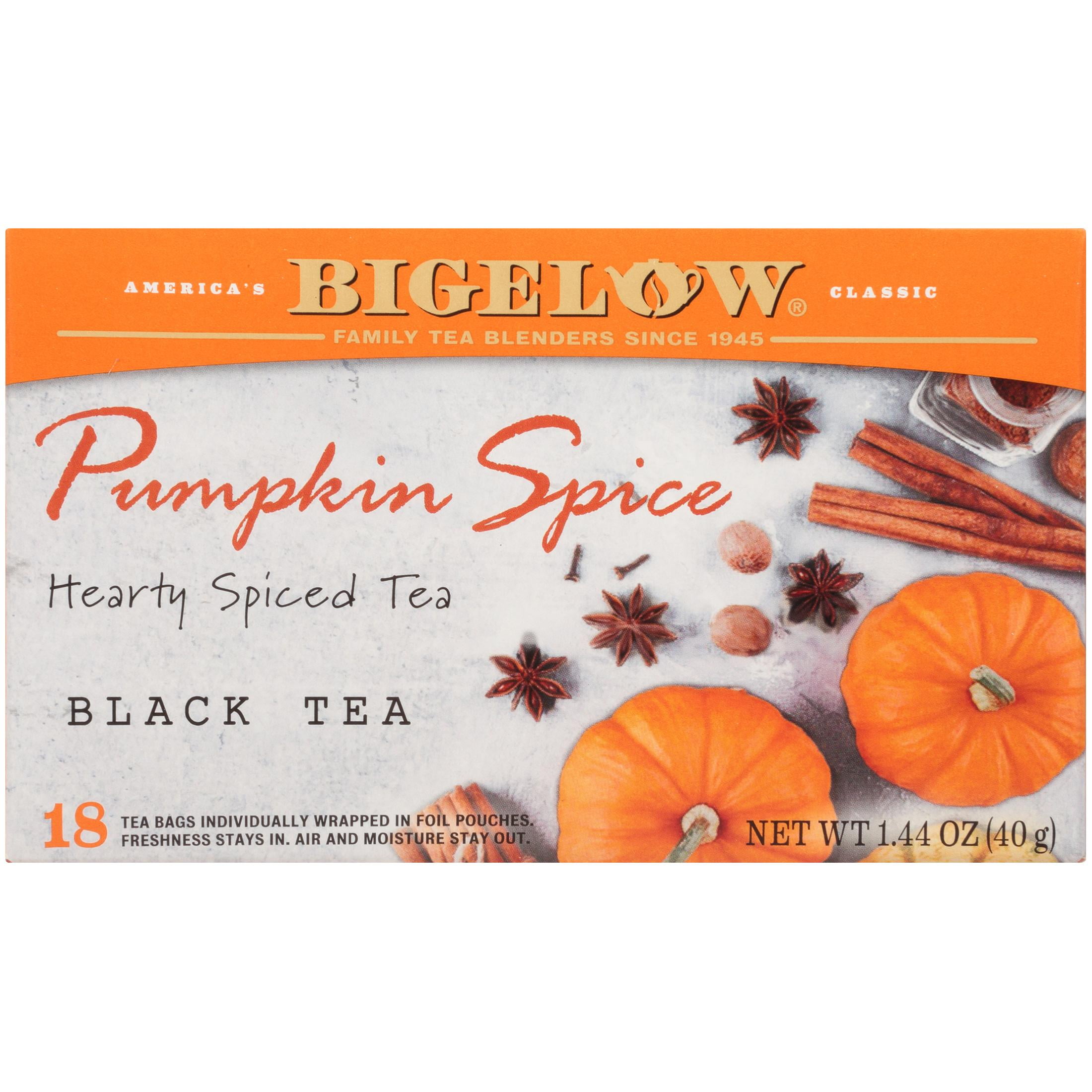 Bigelow Pumpkin Spice Black Tea Bags, Caffeinated, 18 Count - Walmart.com