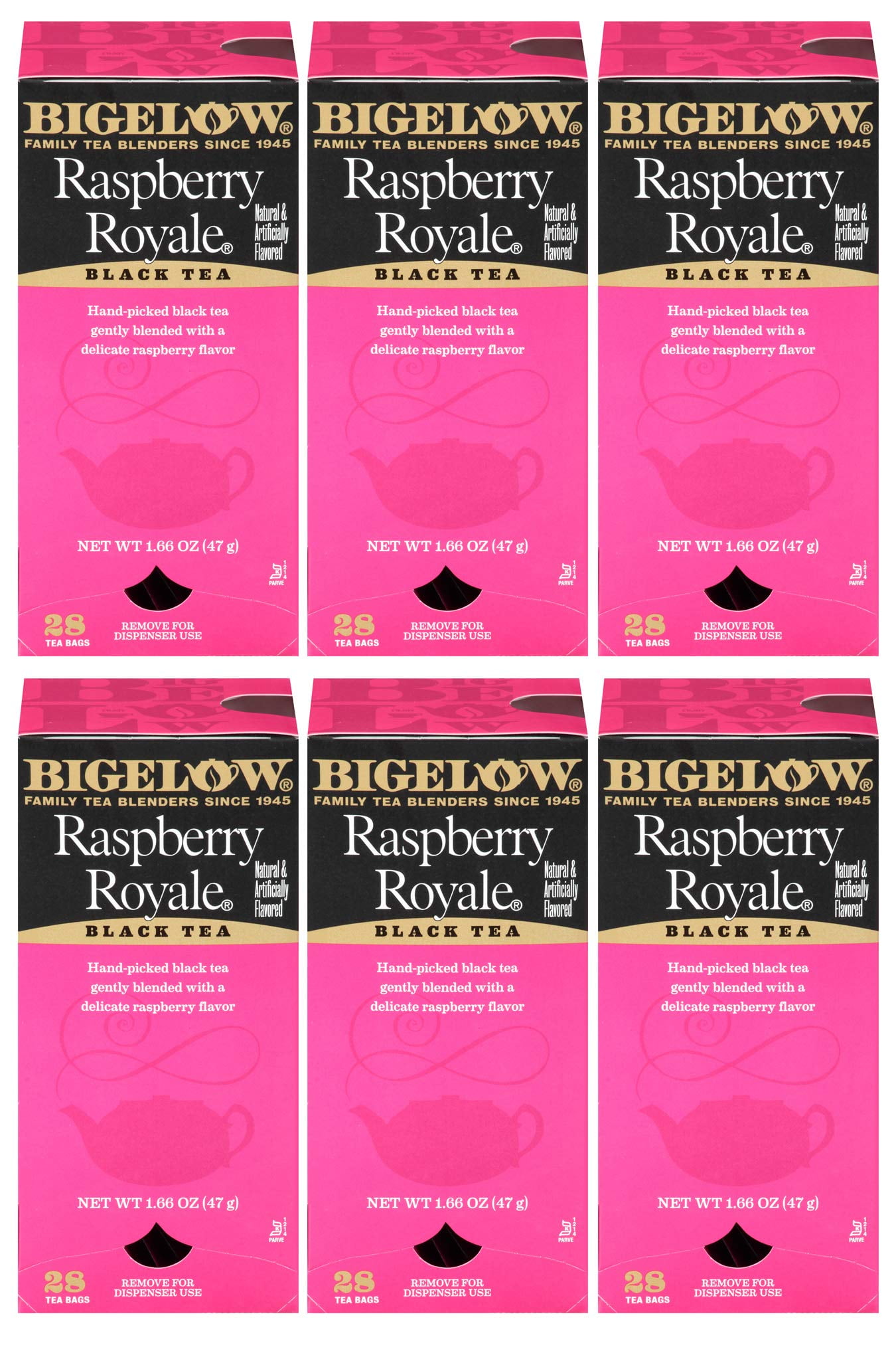 Bigelow Raspberry Royale Tea Bags 28-Count GJM1 Boxes (Pack of 6) Black ...