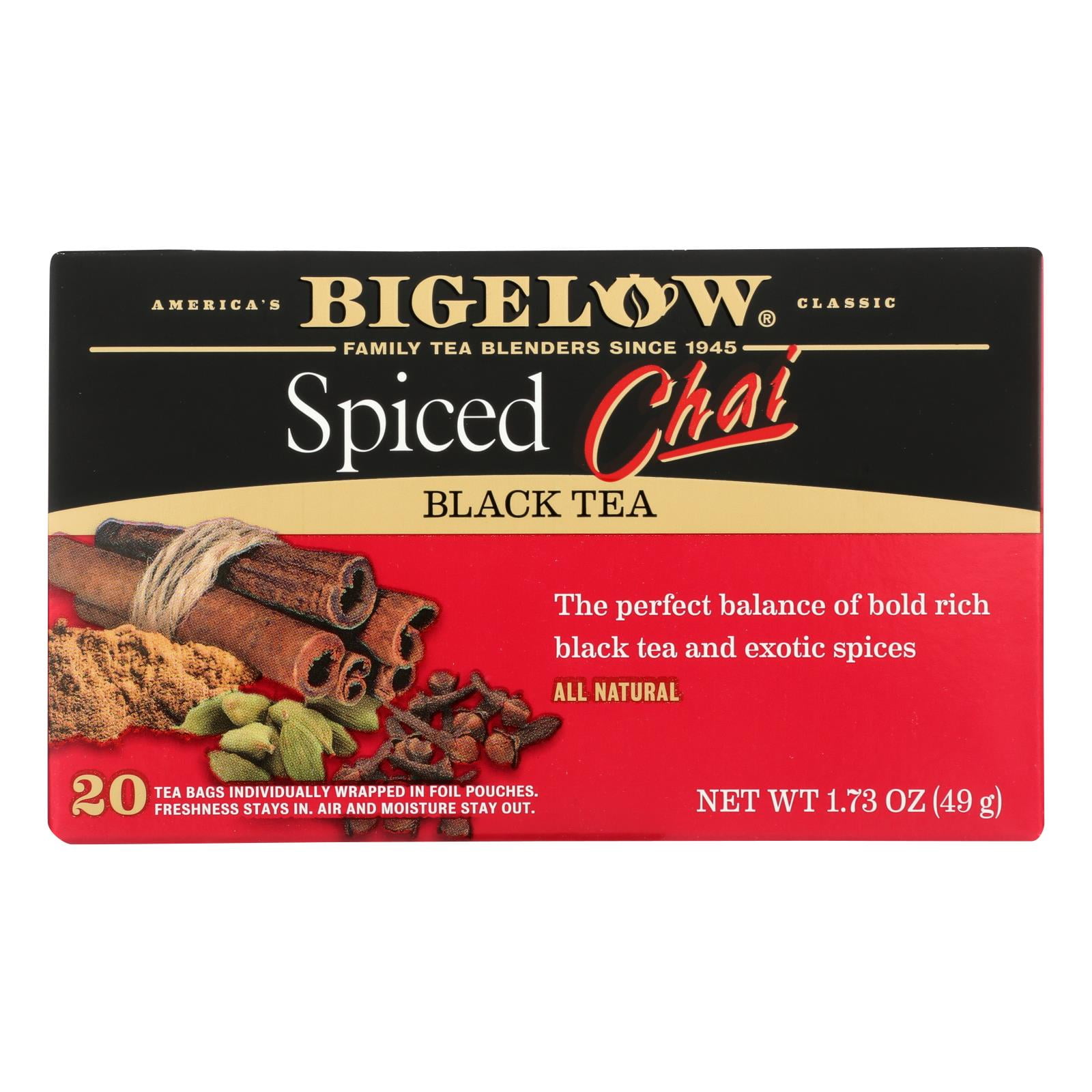 Bigelow Caffeinated Spiced Chai, Black Tea Bags, 20 Count - Walmart.com