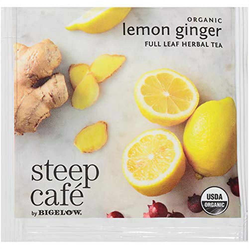 Bigelow Steep Cafe Organic Herbal Tea, Lemon Ginger, 50 Bags/carton ...