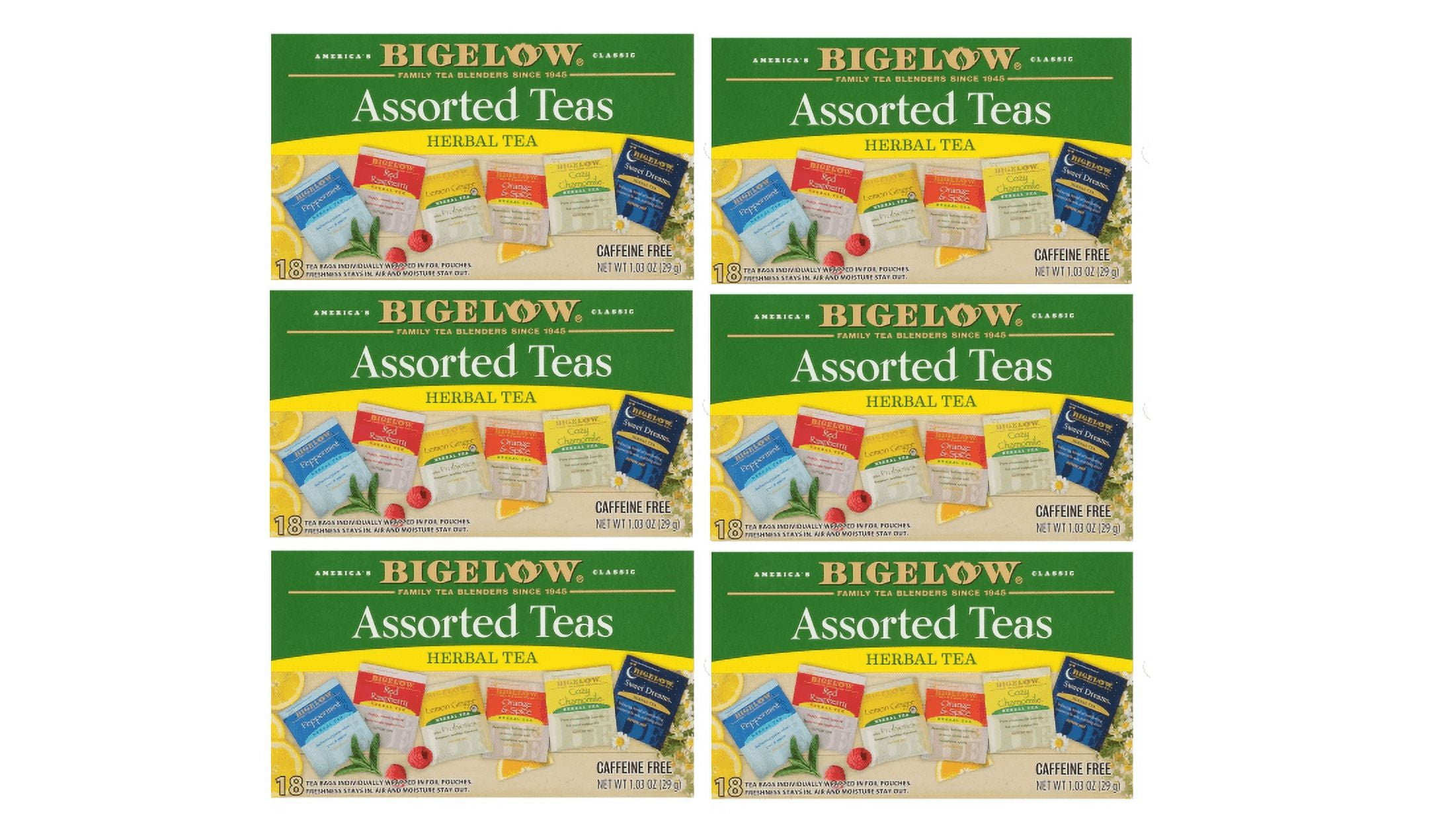 Bigelow Tea Assorted Herbal Teas, Caffeine Free, 18 Count (Pack of 6 ...