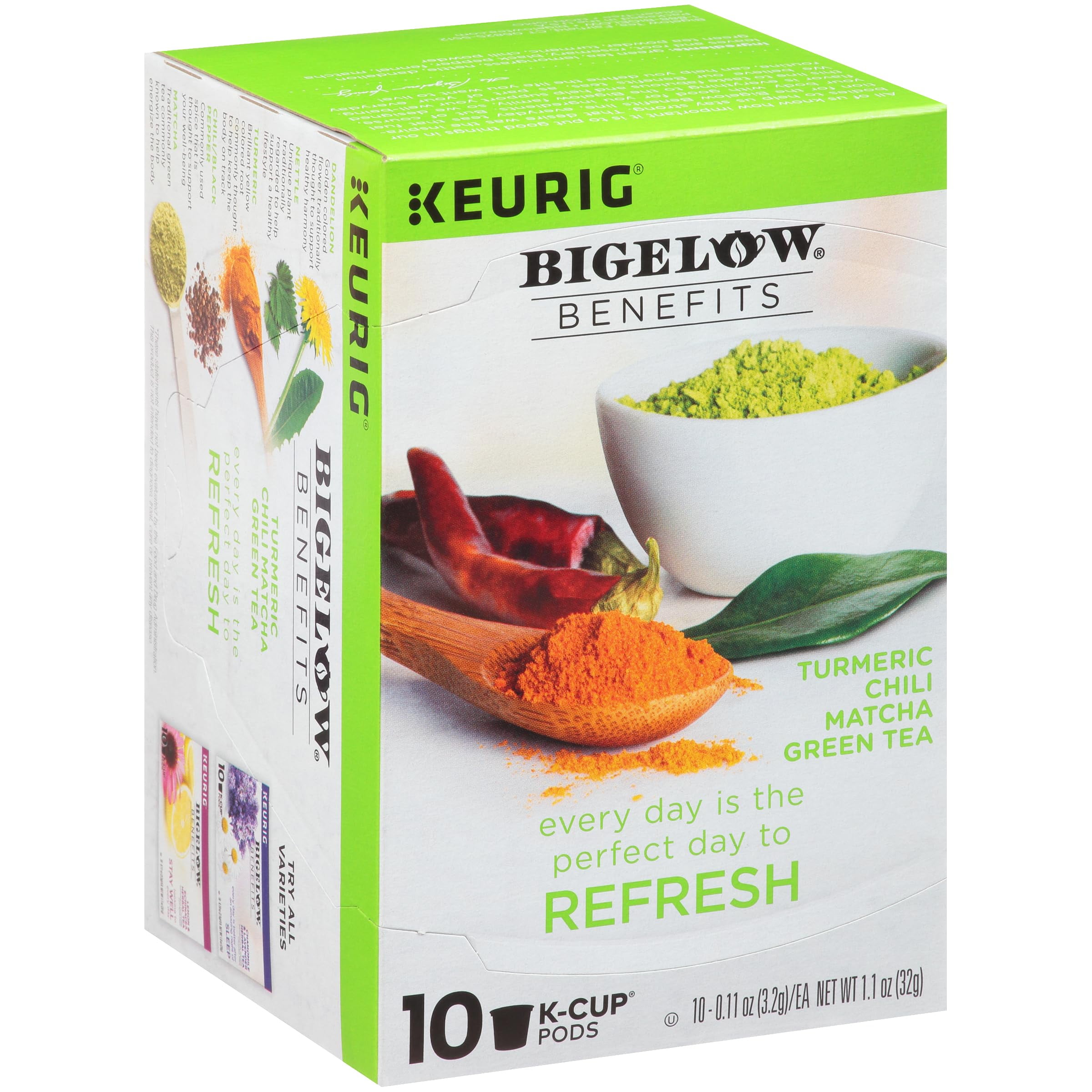 Bigelow Tea Benefits Refresh Turmeric Chili Matcha Keurig K-Cup Pods ...