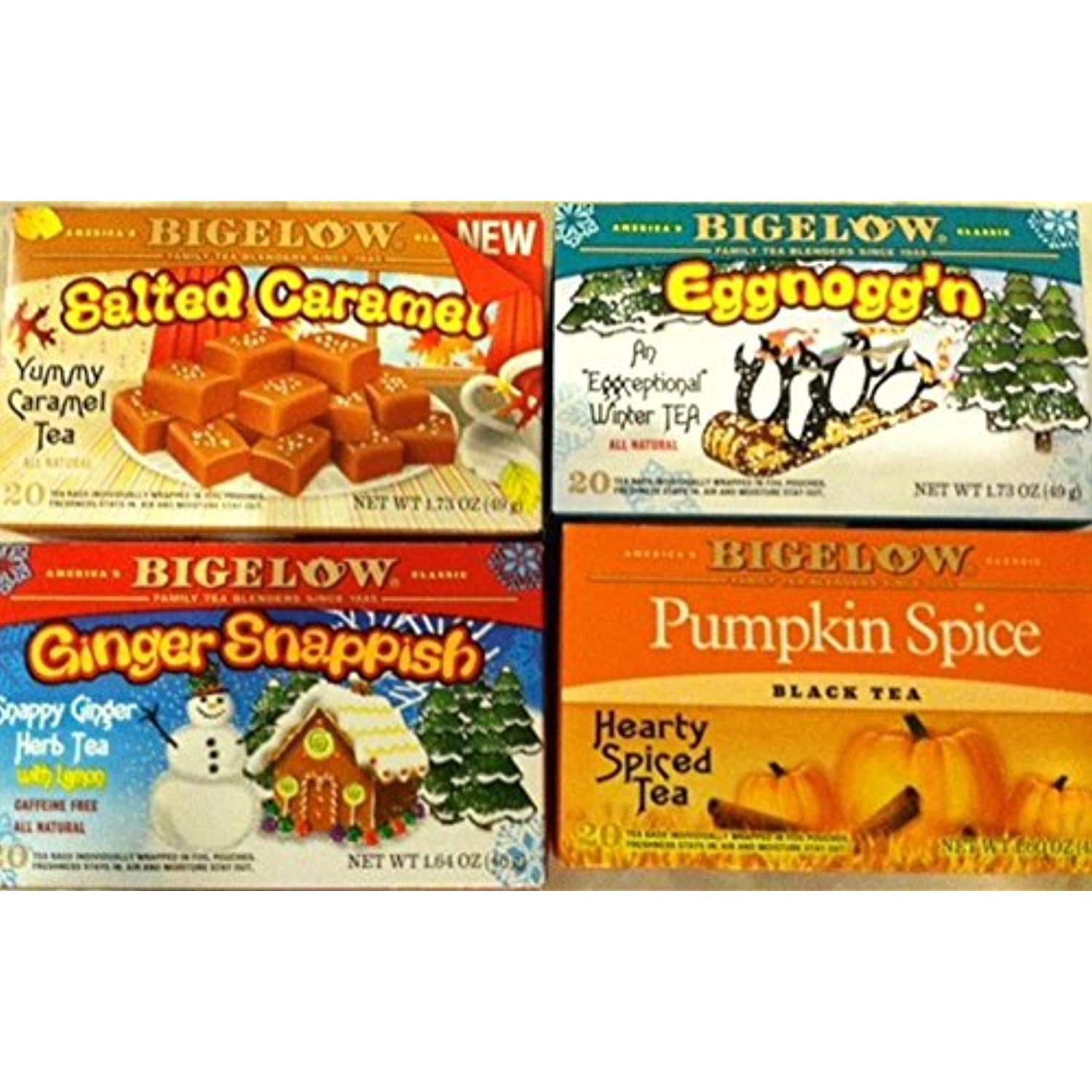 Bigelow Tea Bundle -Ginger Snappish, Pumpkin Spice, Salted Caramel, Egg ...
