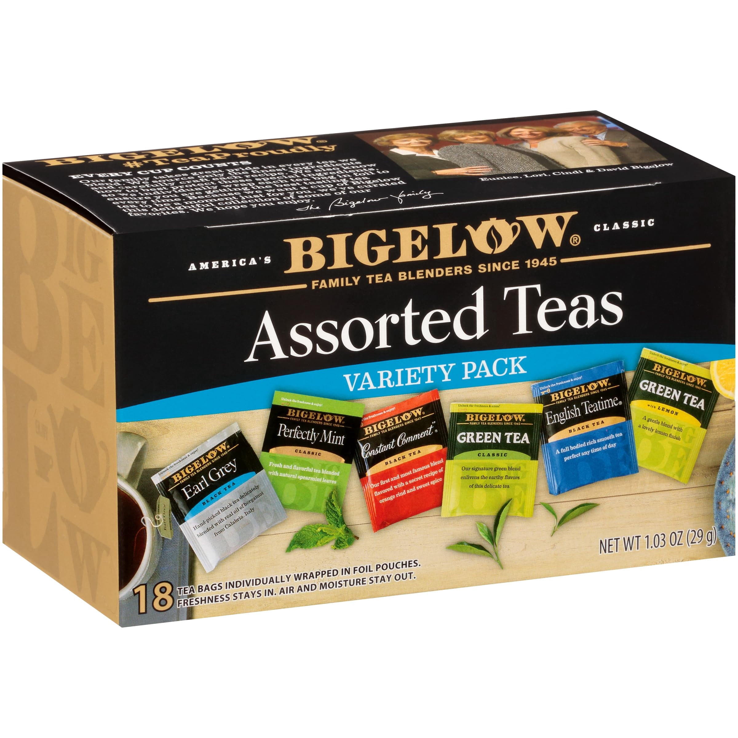 Bigelow Tea Collection Black & Green Teabags Box, Caffeinated ...