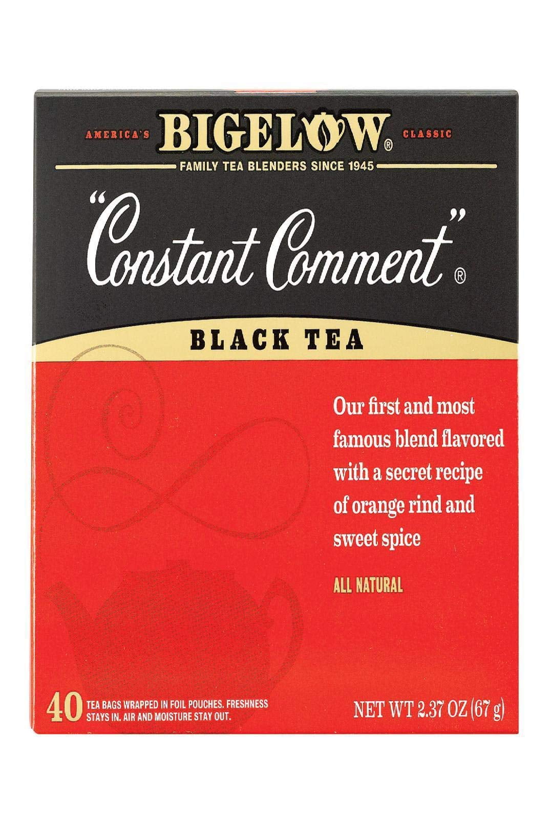 Bigelow Tea Constant Comment Black Tea Bags, 40 Count Box, High ...