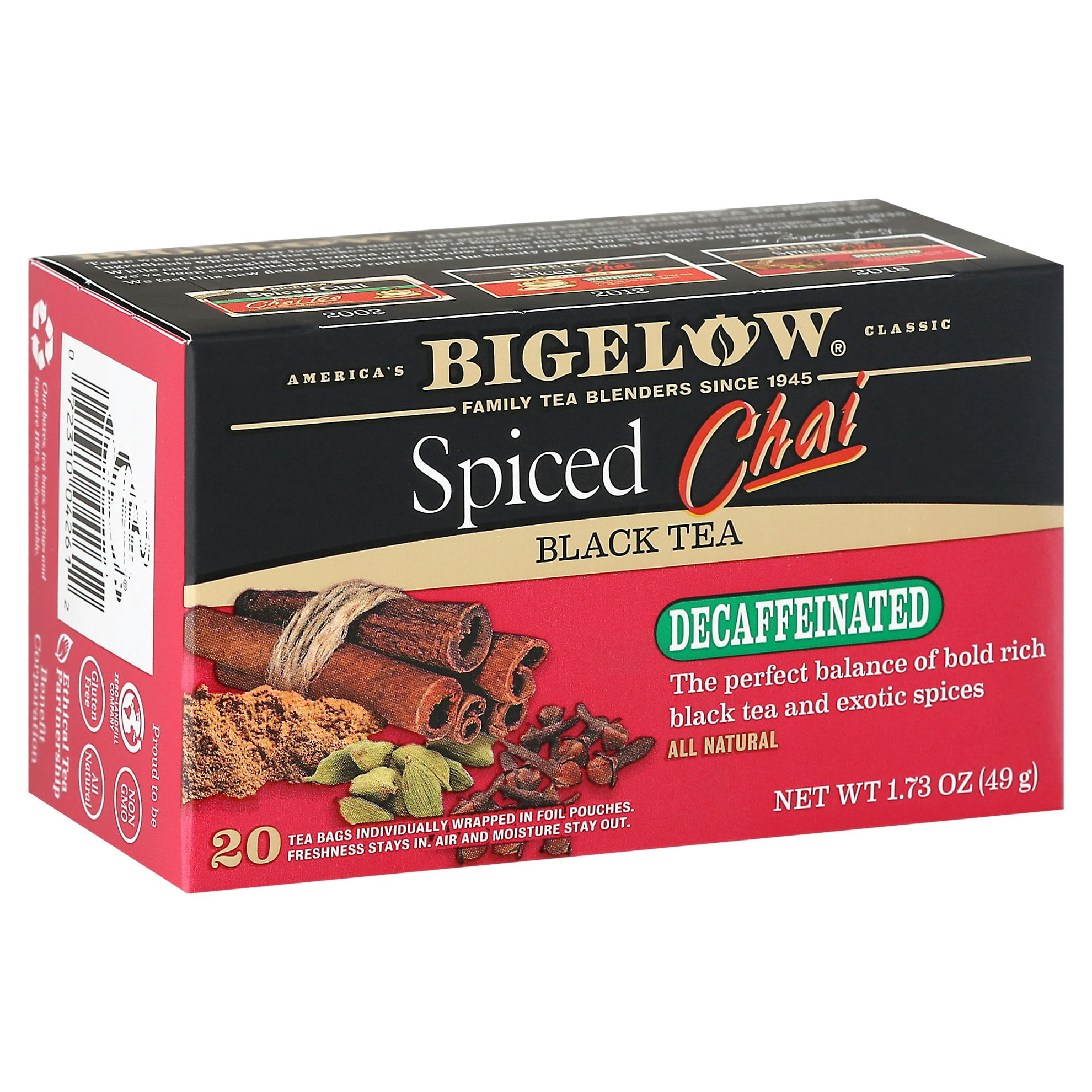 Bigelow Tea Decaffeinated Chai Spiced 20 Bags 1.73 oz (Pack Of 12 ...